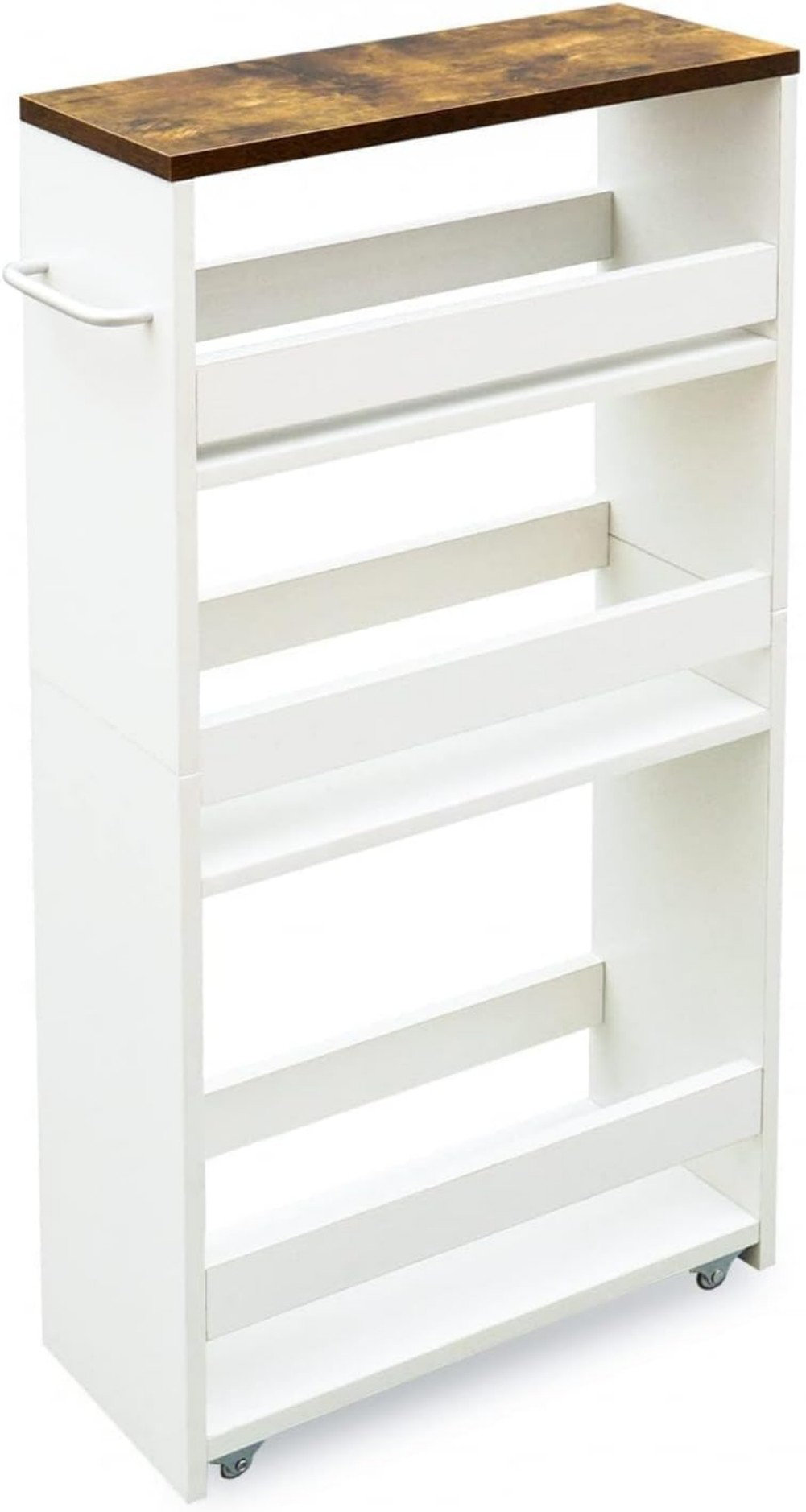 xinchentong 4 Tier White Slim Storage Cart With Handle, Slide Out ...