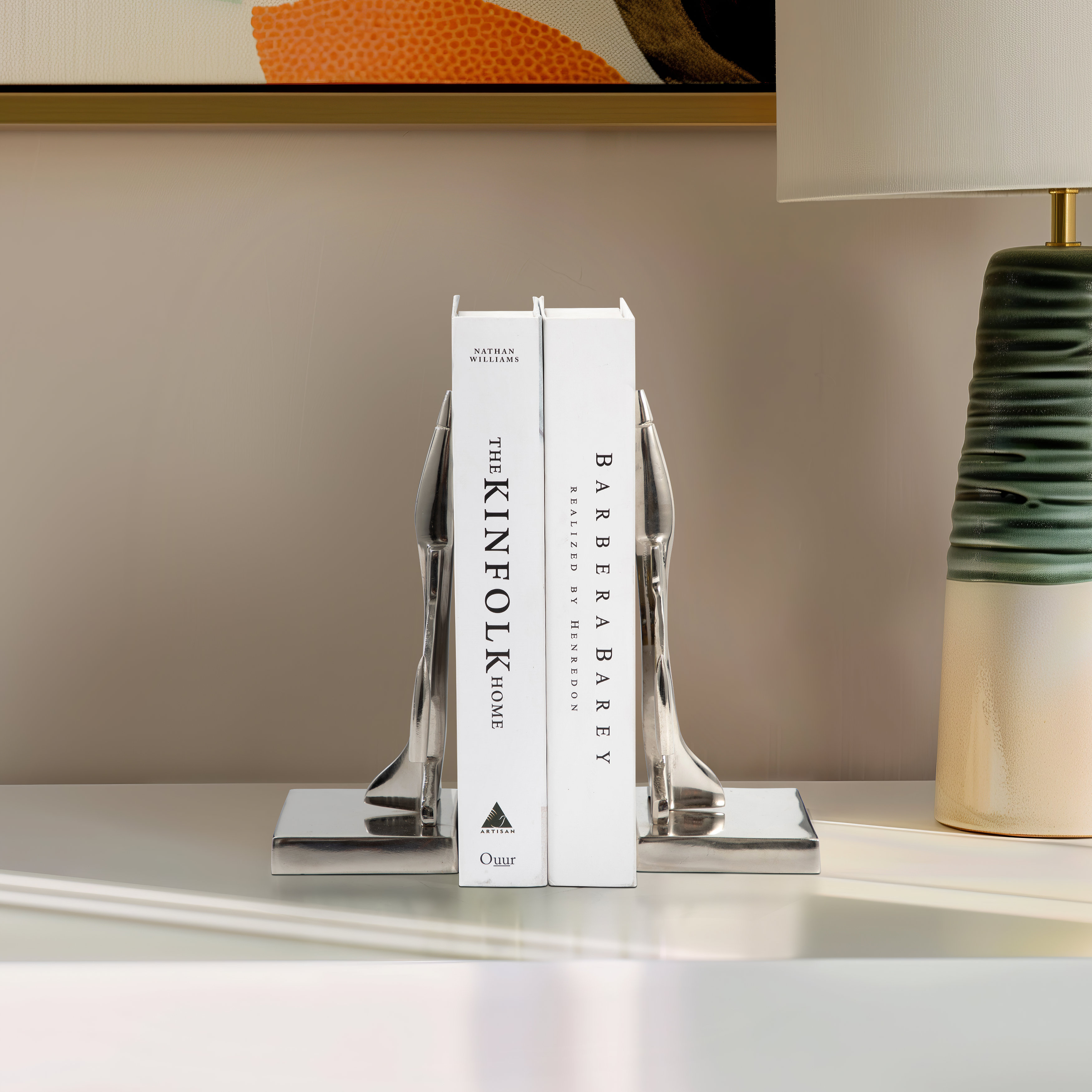 17 Stories 9" Orleans Silver Aluminum Plane Bookends, Decorative ...