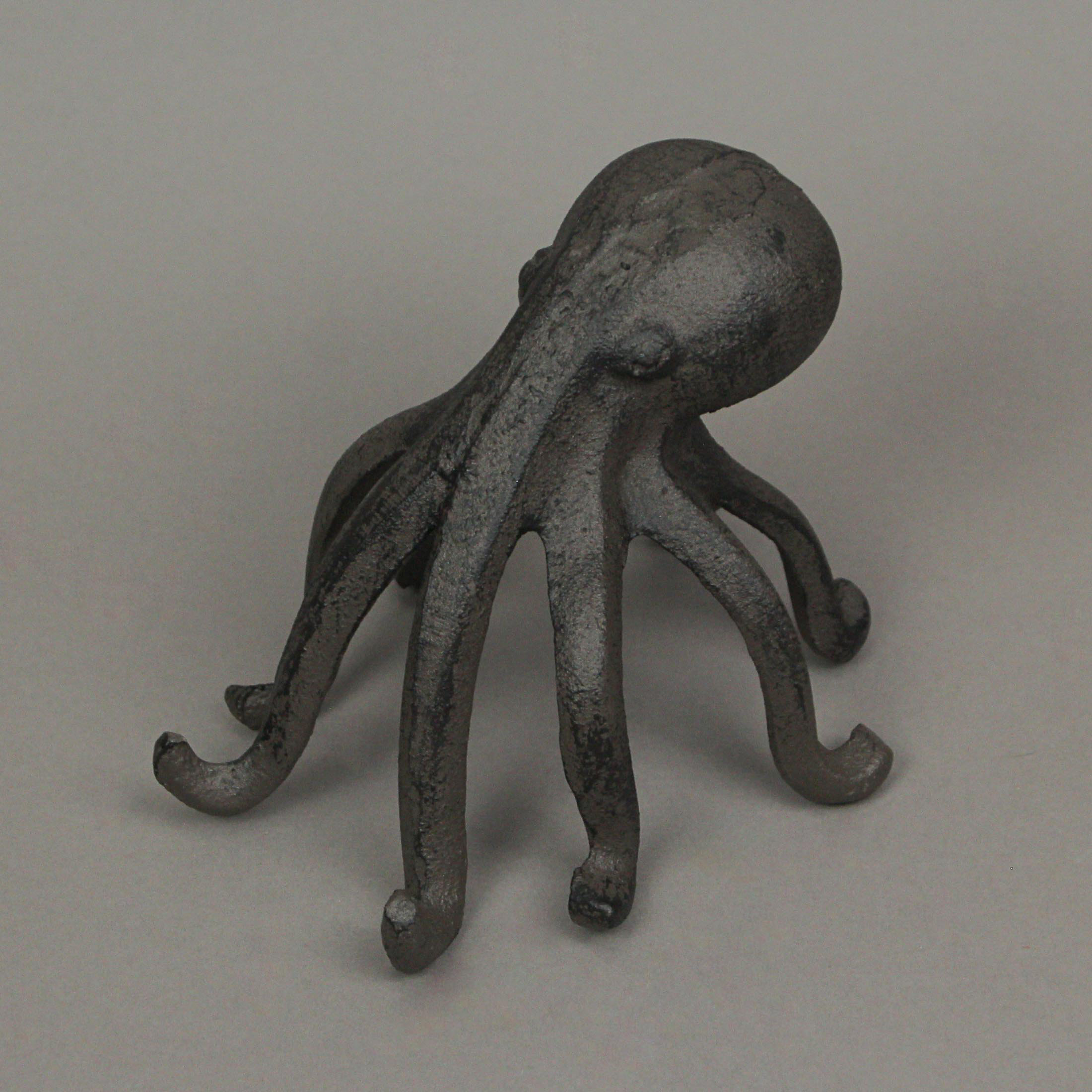 Rosecliff Heights Rustic Brown Cast Iron Octopus Single Bookend / Phone ...