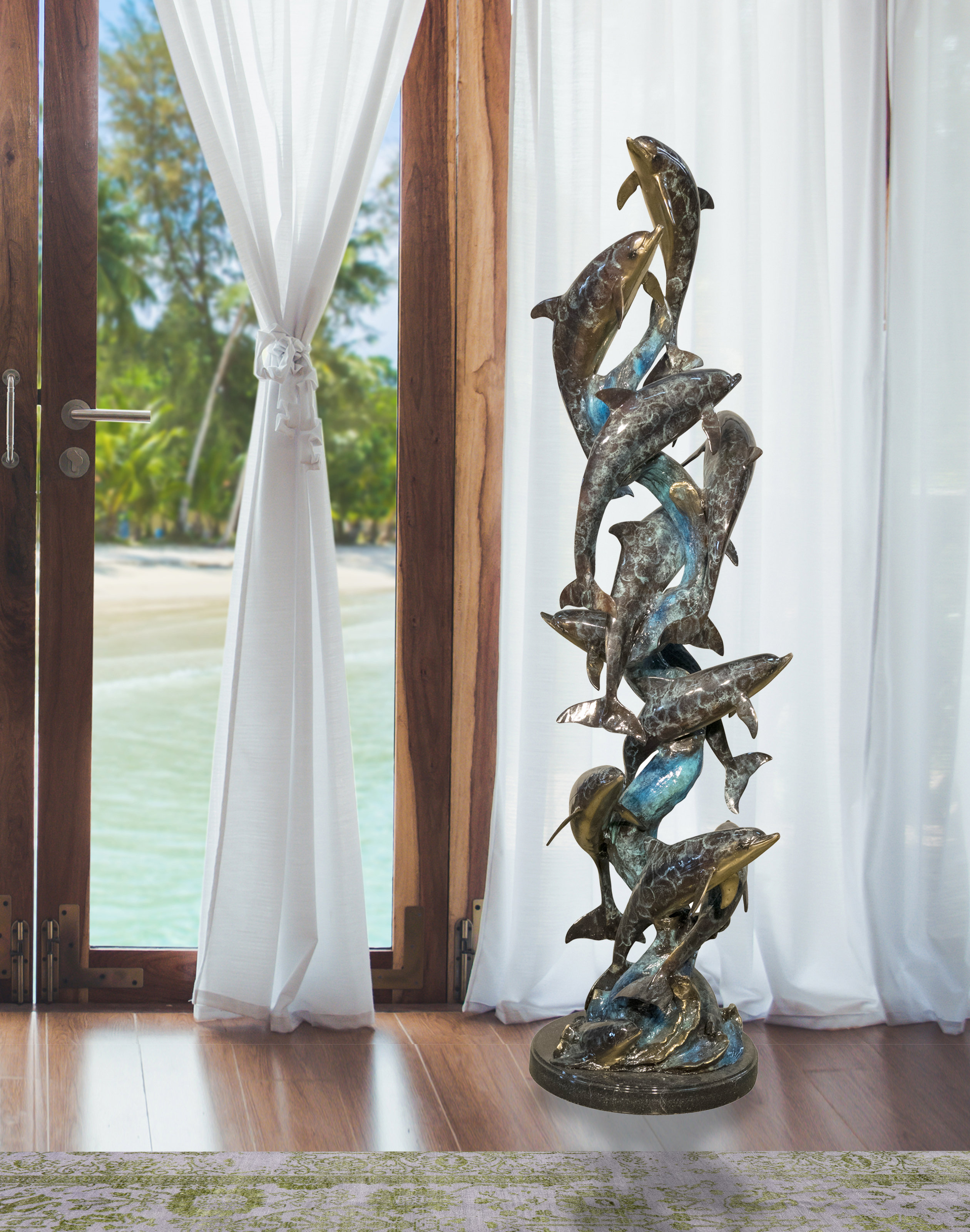 Longshore Tides Barkett 12 Dolphins on Marble Base | Wayfair
