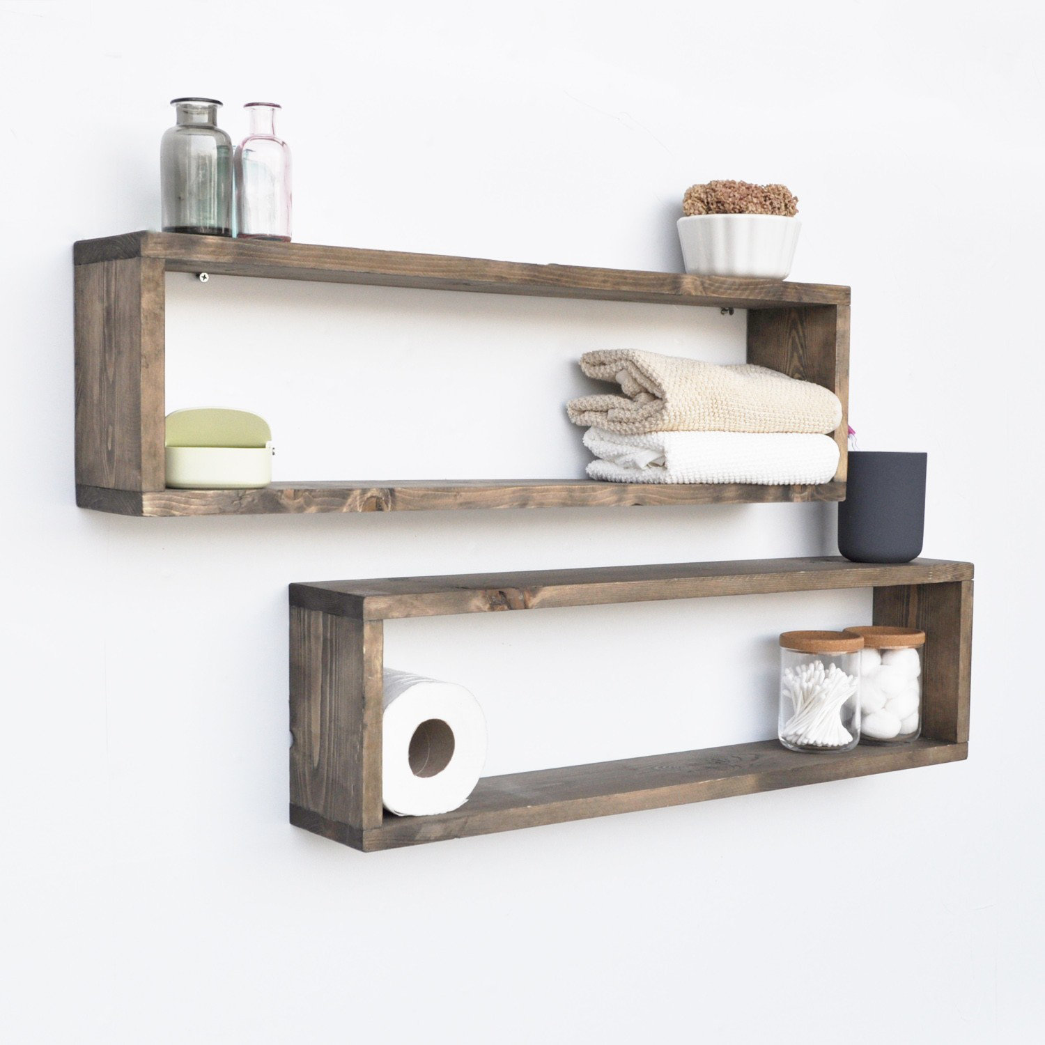 East Urban Home Shyann 2 Piece Spruce Solid Wood Accent Shelf | Wayfair
