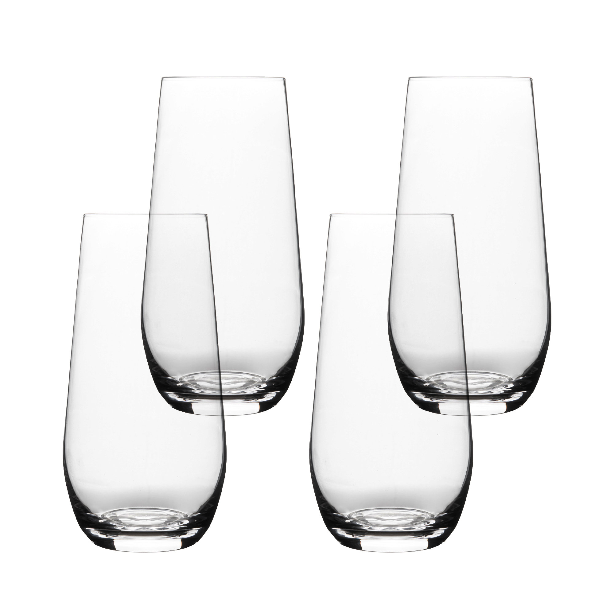 over&back Tall Stemless Mouth-Blown Glassware - Set of 4 Drinking ...