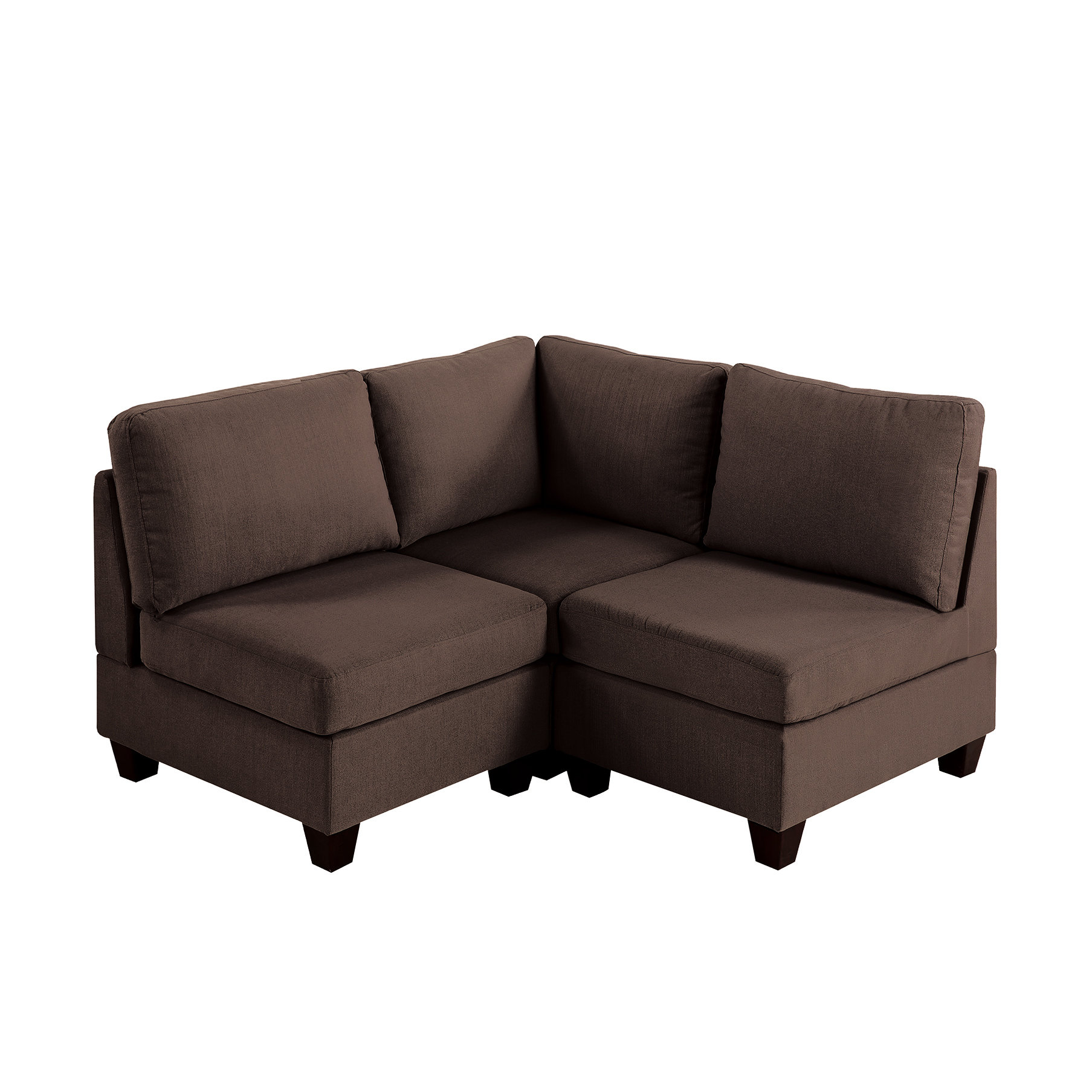 Latitude Run® Black Coffee Modular - 3Pc, Linen-Like Fabric Chair With ...