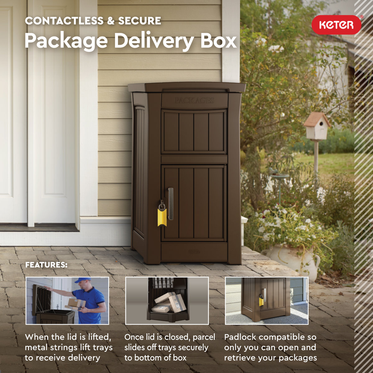 Keter Secure Outdoor Package Delivery Lockable Box For Porch Or Office ...