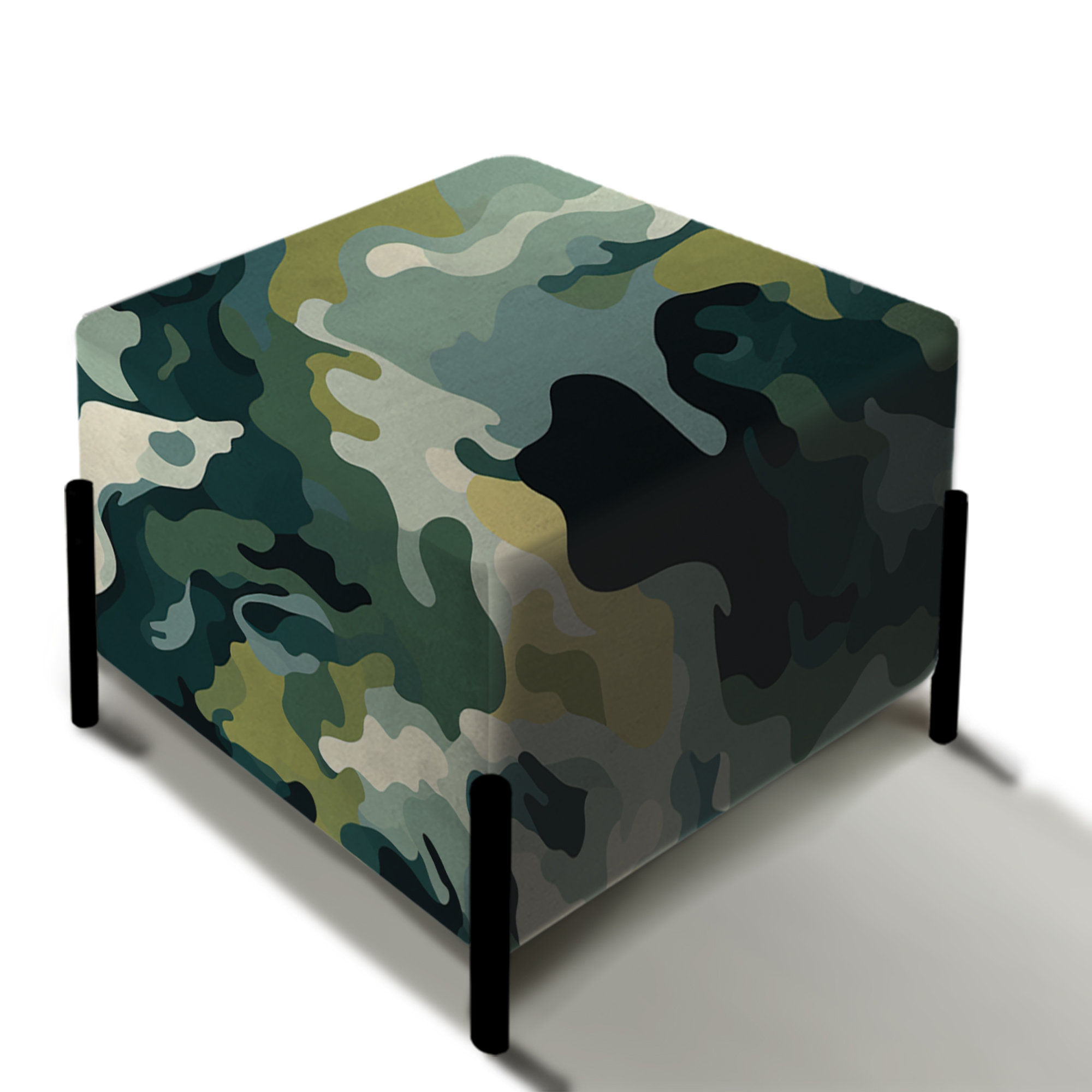 Design Art Green And White Urban Camouflage - Camouflage Square Ottoman ...