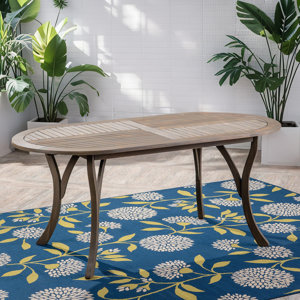 Lark Manor™ Oval Shaped Outdoor Table, Dining Table with Y-shaped Legs ...