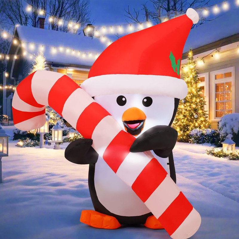 The Holiday Aisle® 5 FT Christmas Inflatables Penguins Outdoor ...