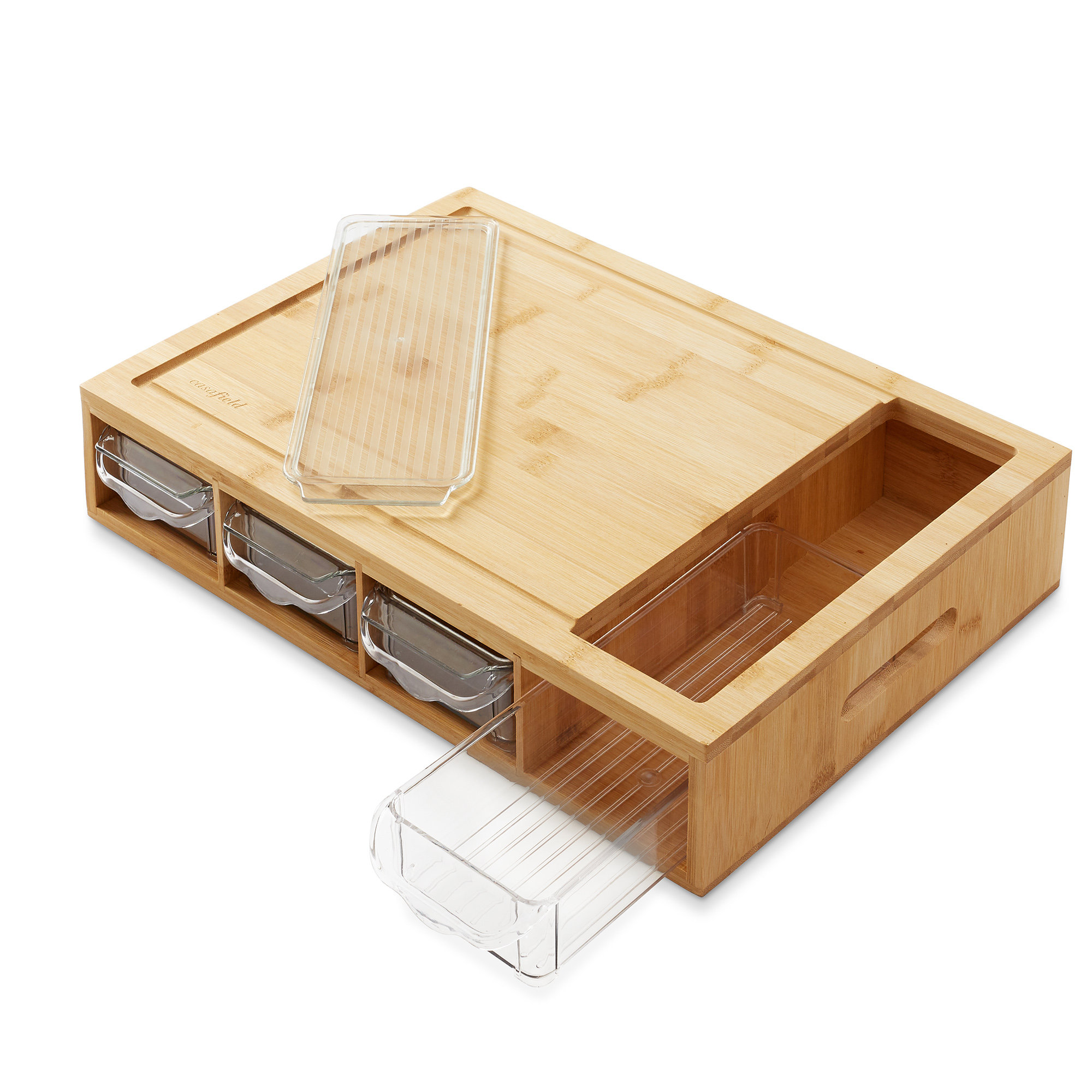 Casafield Bamboo Cutting Board with Removable Storage Drawers & Reviews ...
