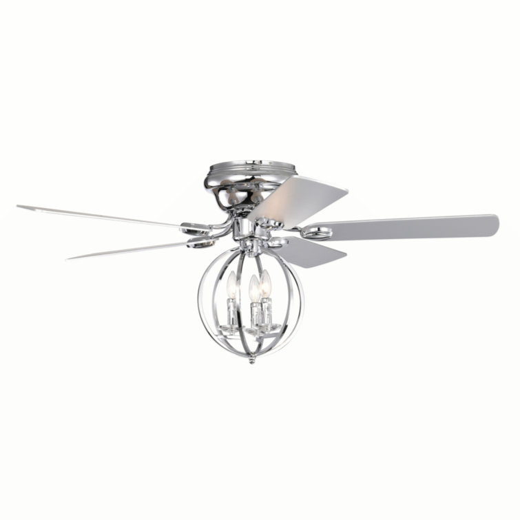 Ebern Designs 5-Blade 52-Inch Chrome Ceiling Fan With 3-Light(NO ...