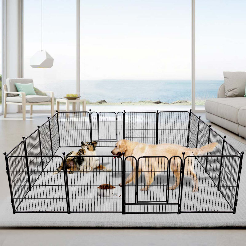 Toocapro Dog Playpen, 16 Panels Outdoor Pet Play Pen, Big Dog Exercise ...