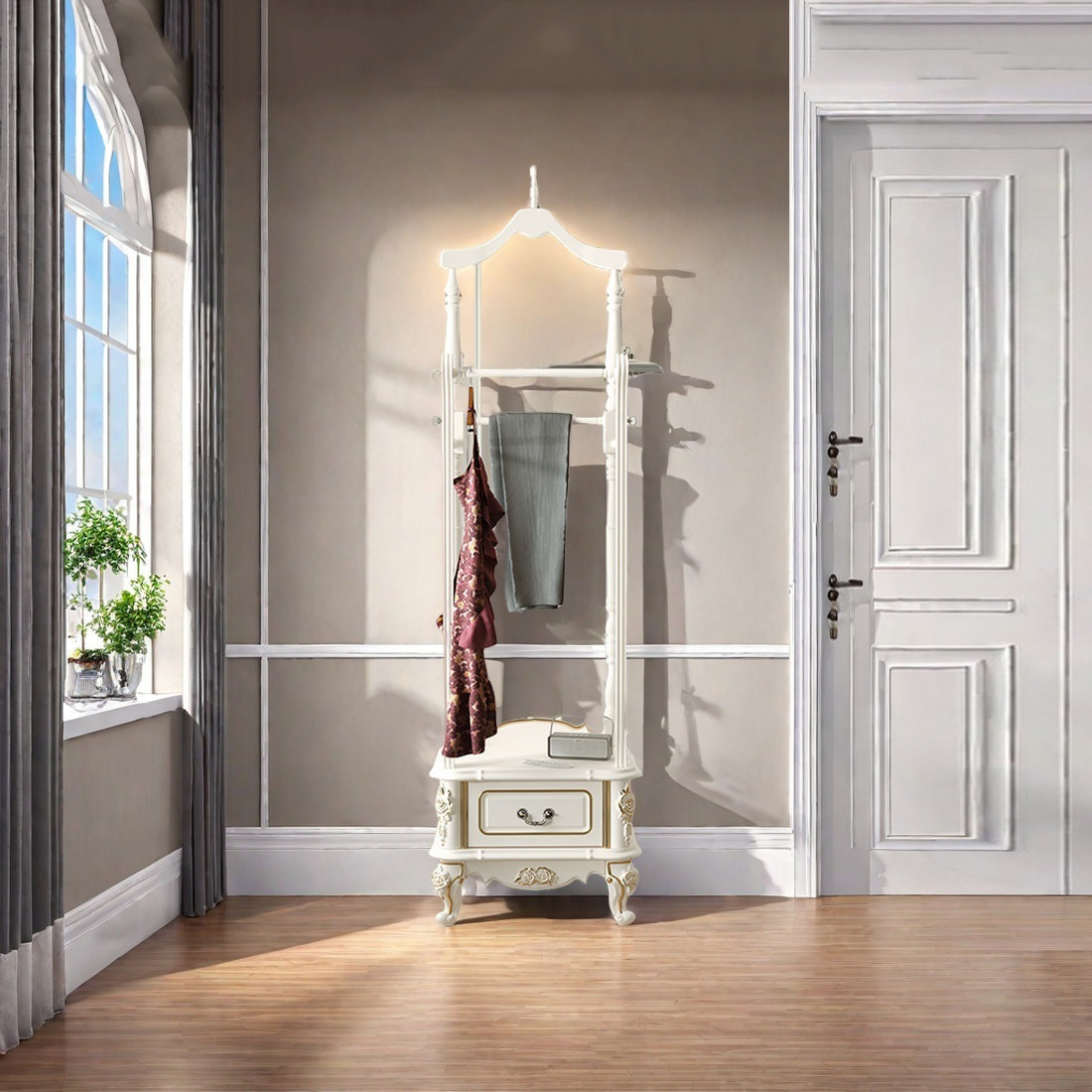 Elegant Home Furnishings.s Natural Solid Wood Hall Tree with Drawer ...