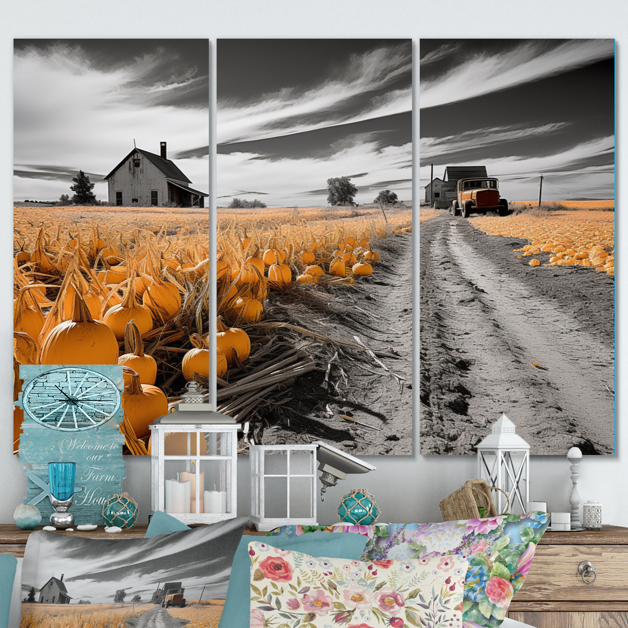 Ebern Designs Turquoise Farmhouse Front Porch Tales I - Farm Wall Decor ...
