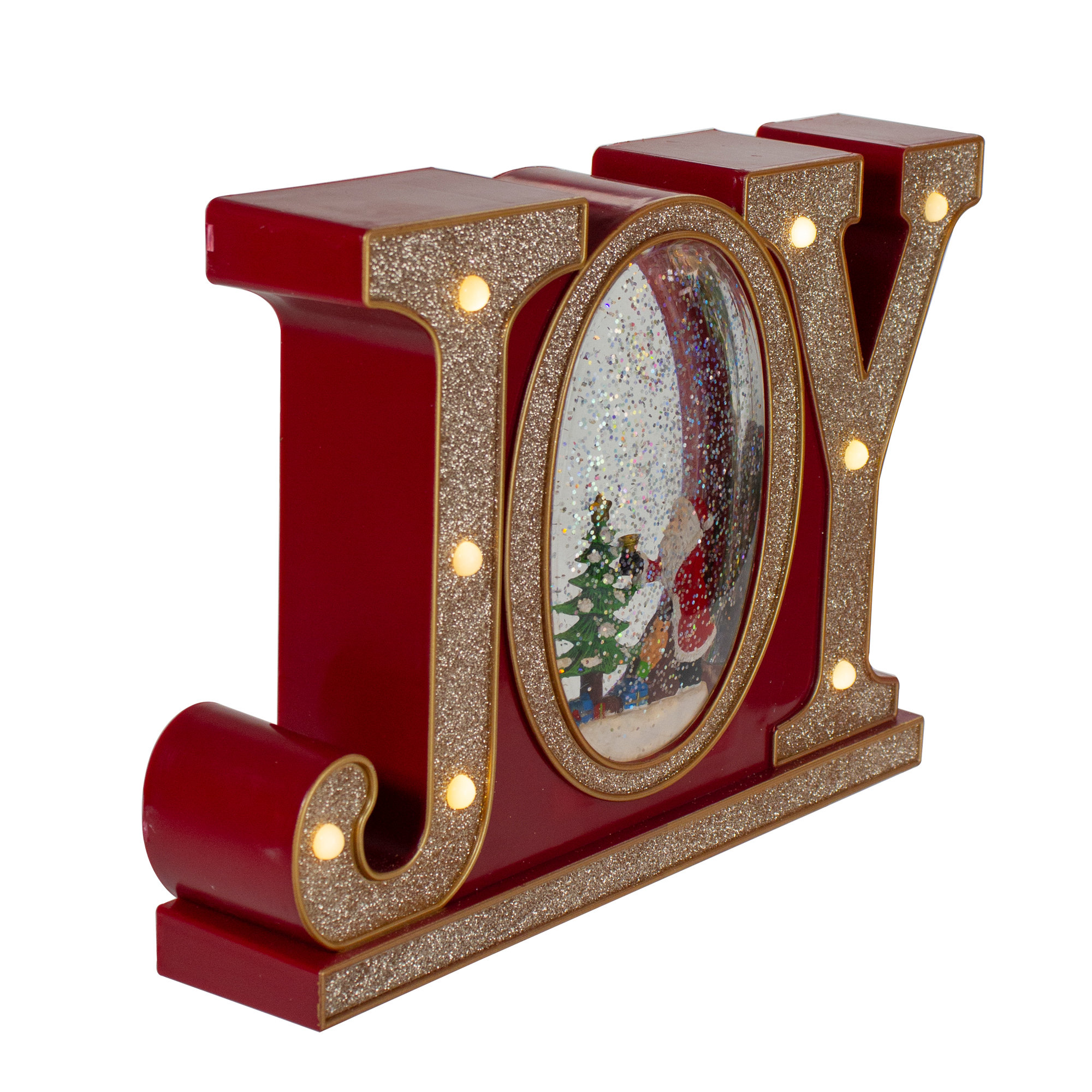 Northlight Seasonal 11" LED Lighted Red and Gold Joy Christmas Glitter ...