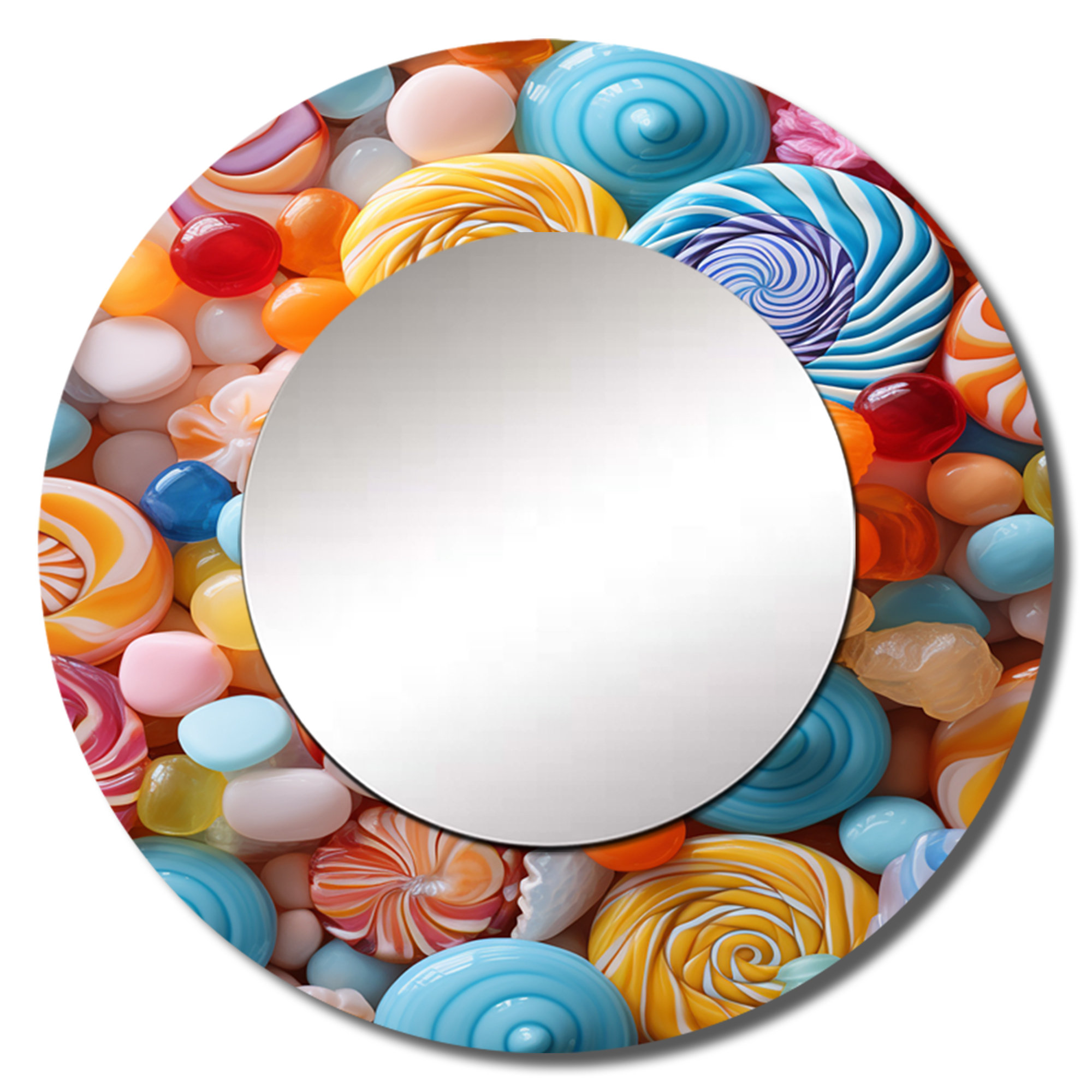 Design Art Popart Candies Dessert - Desserts Round Mirror Wall Decor ...