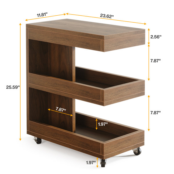 Latitude Run® Rolling End Table Set Of 2, 3-tier Side Table With ...