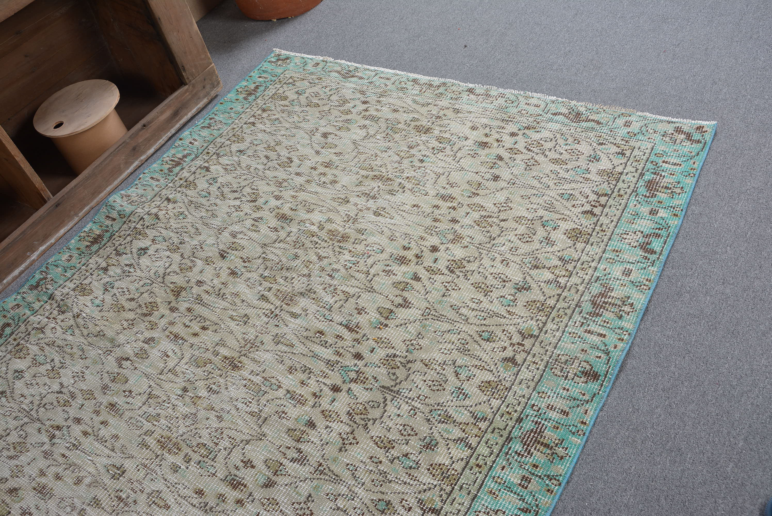 Isabelline Moroccan Rug, Floor Rug, Vintage Rug, Green Boho Rug ...