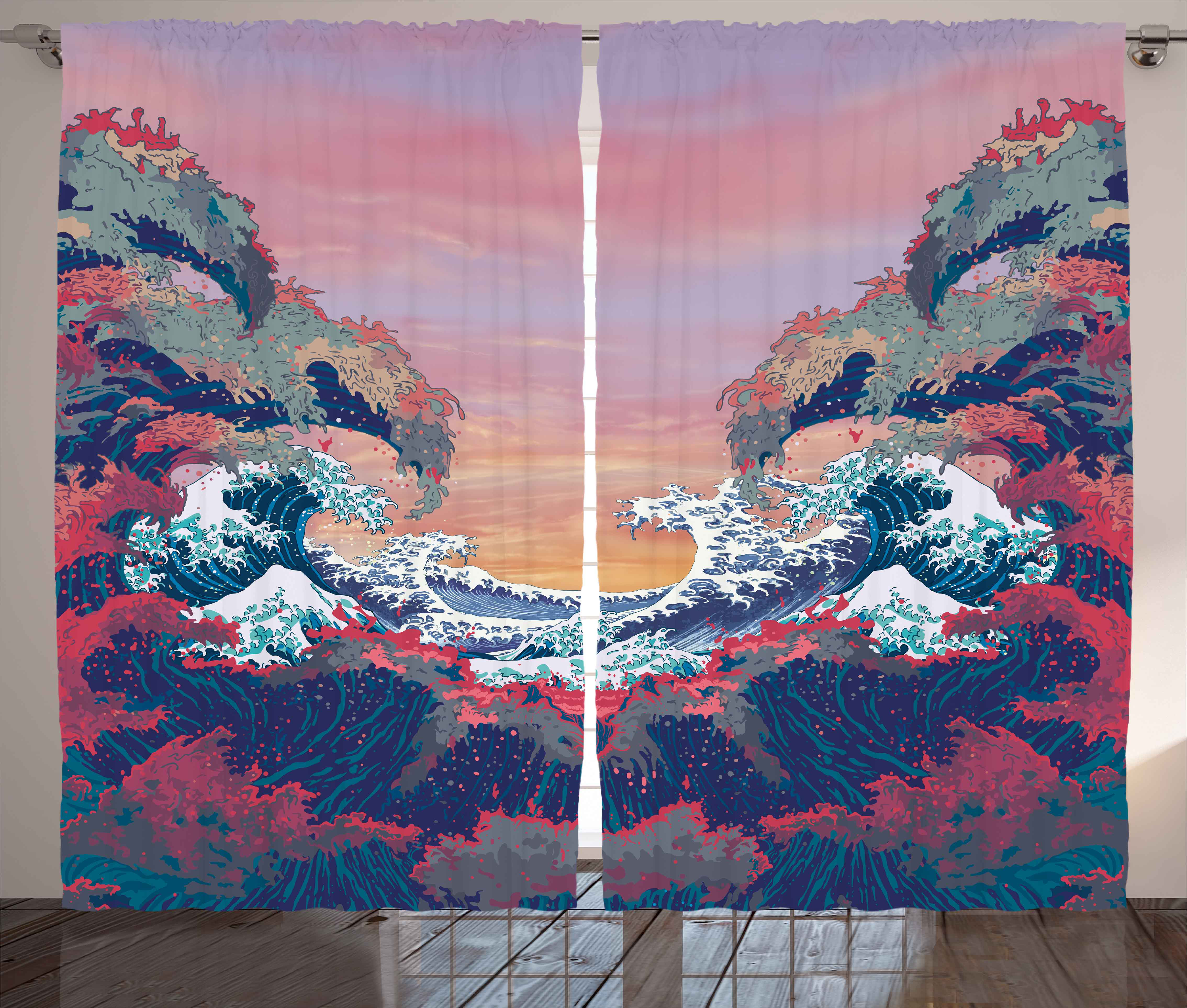 Hokku Designs Reinholdt Modern Colorful Fantasy Sea Waves Ocean Modern ...