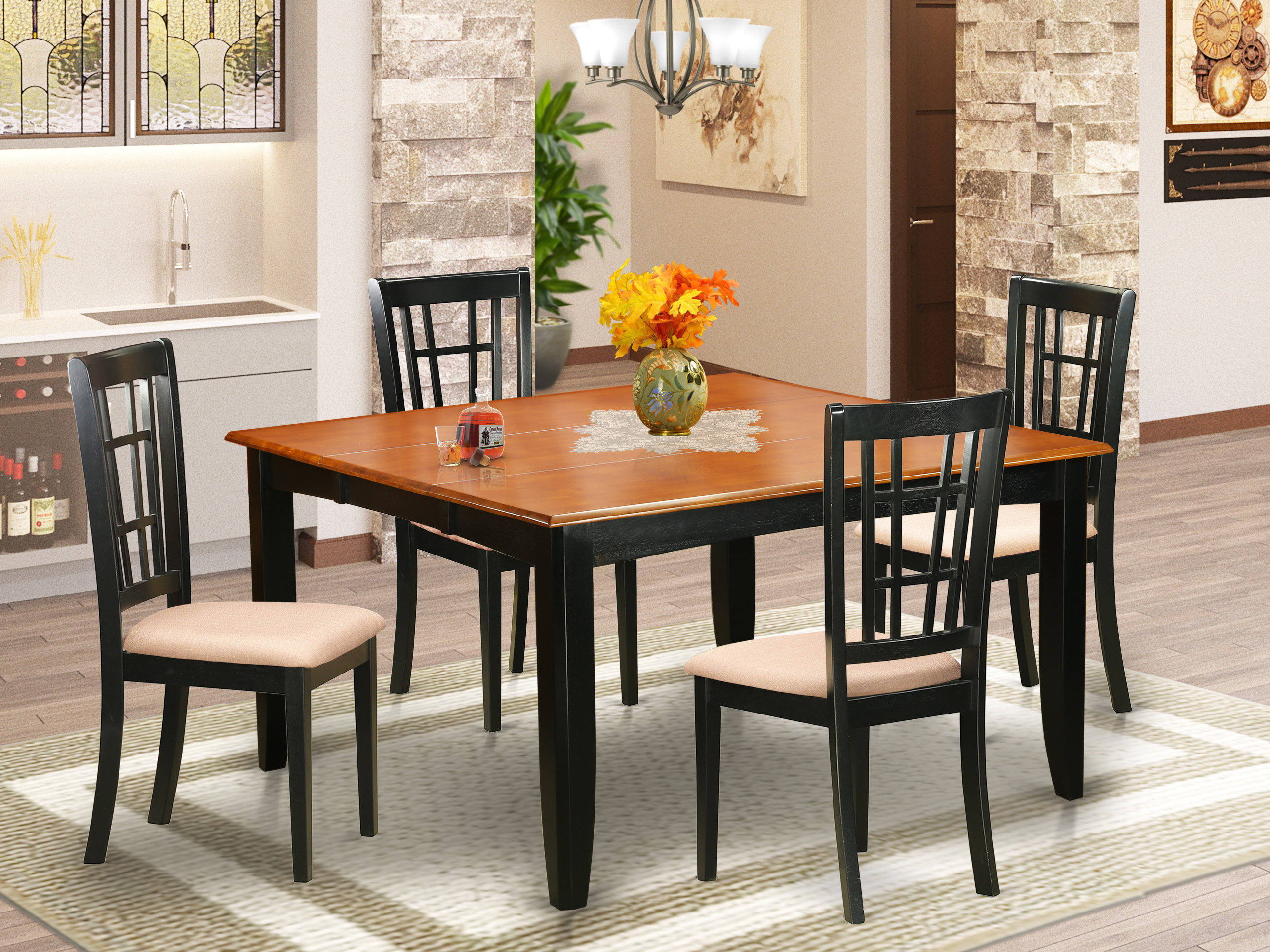 August Grove® Pilning Butterfly Leaf Solid Wood Dining Set | Wayfair