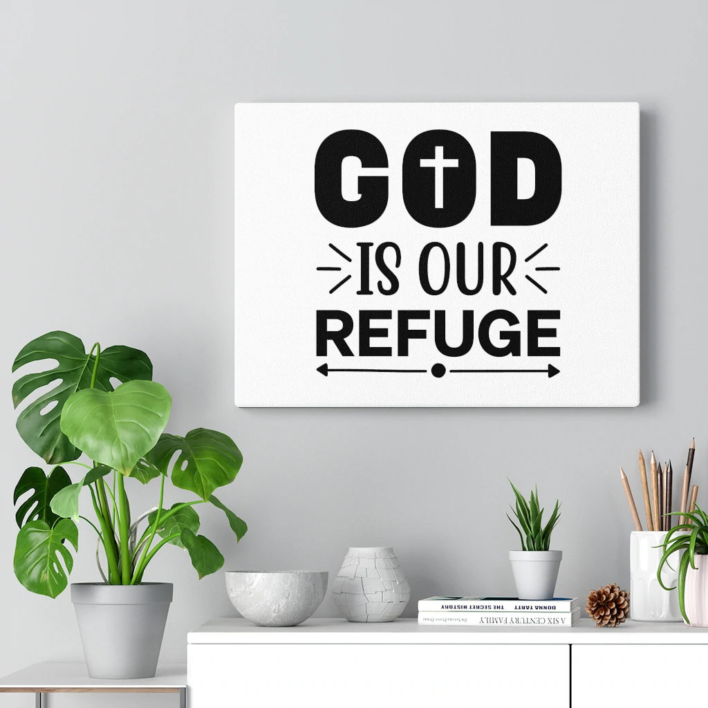 Trinx Scripture Canvas God Is Our Refuge Christian Wall Art Bible Verse ...