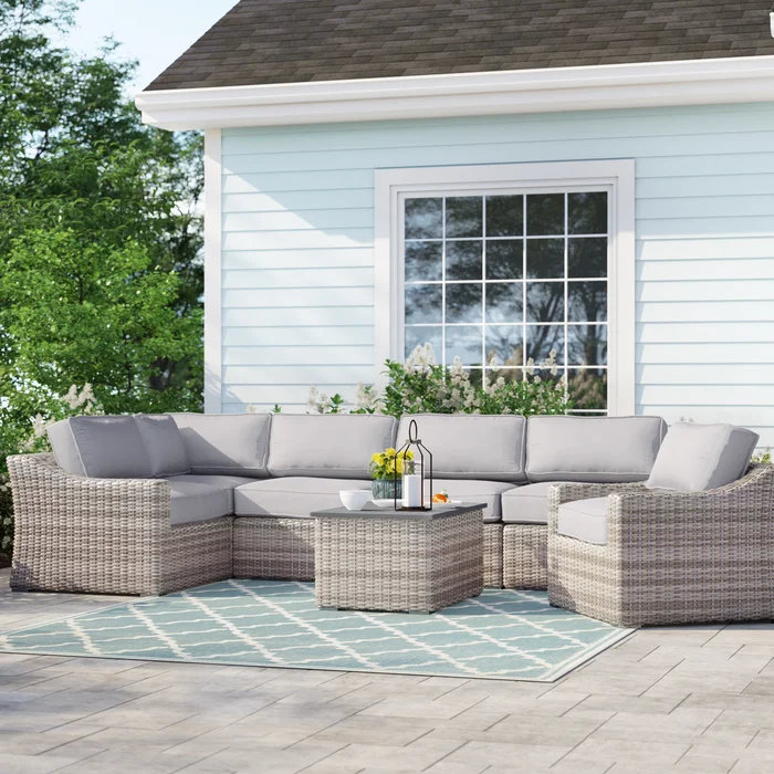 Ebern Designs Tyler Outdoor 7-Piece Wicker Conversation Set with ...