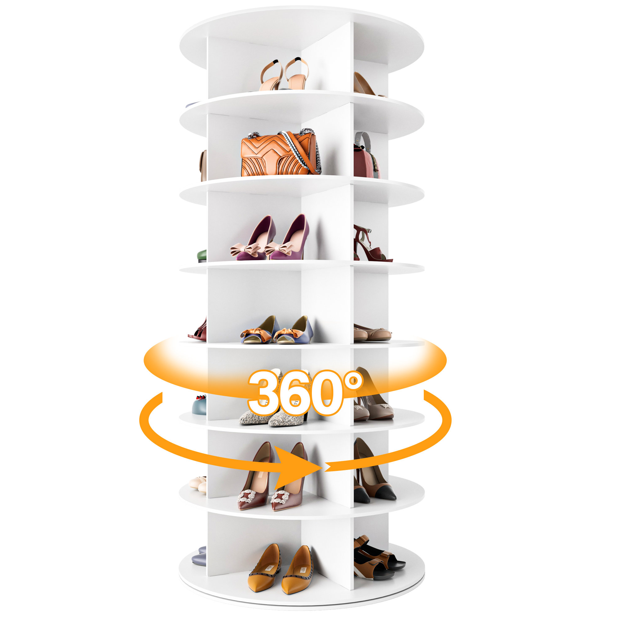 Latitude Run® Rotating Shoe Rack Tower 7 Tier Organizer, Revolving 360 ...