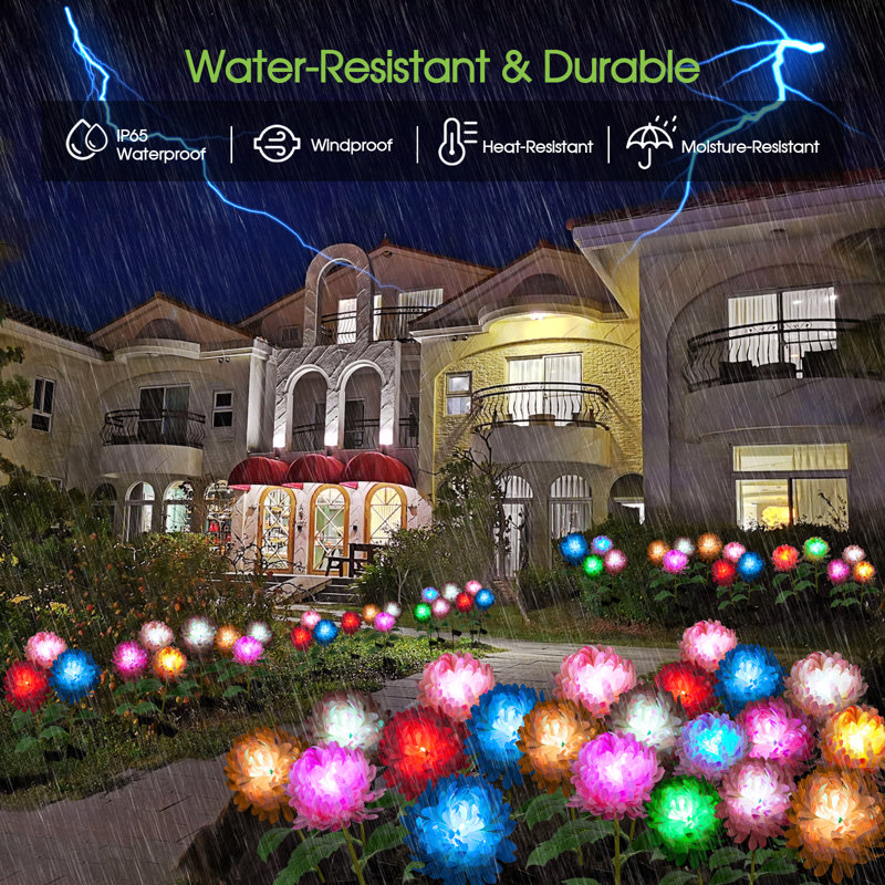 BUCASA 28'' Multi Color Low Voltage Solar Powered Integrated LED ...