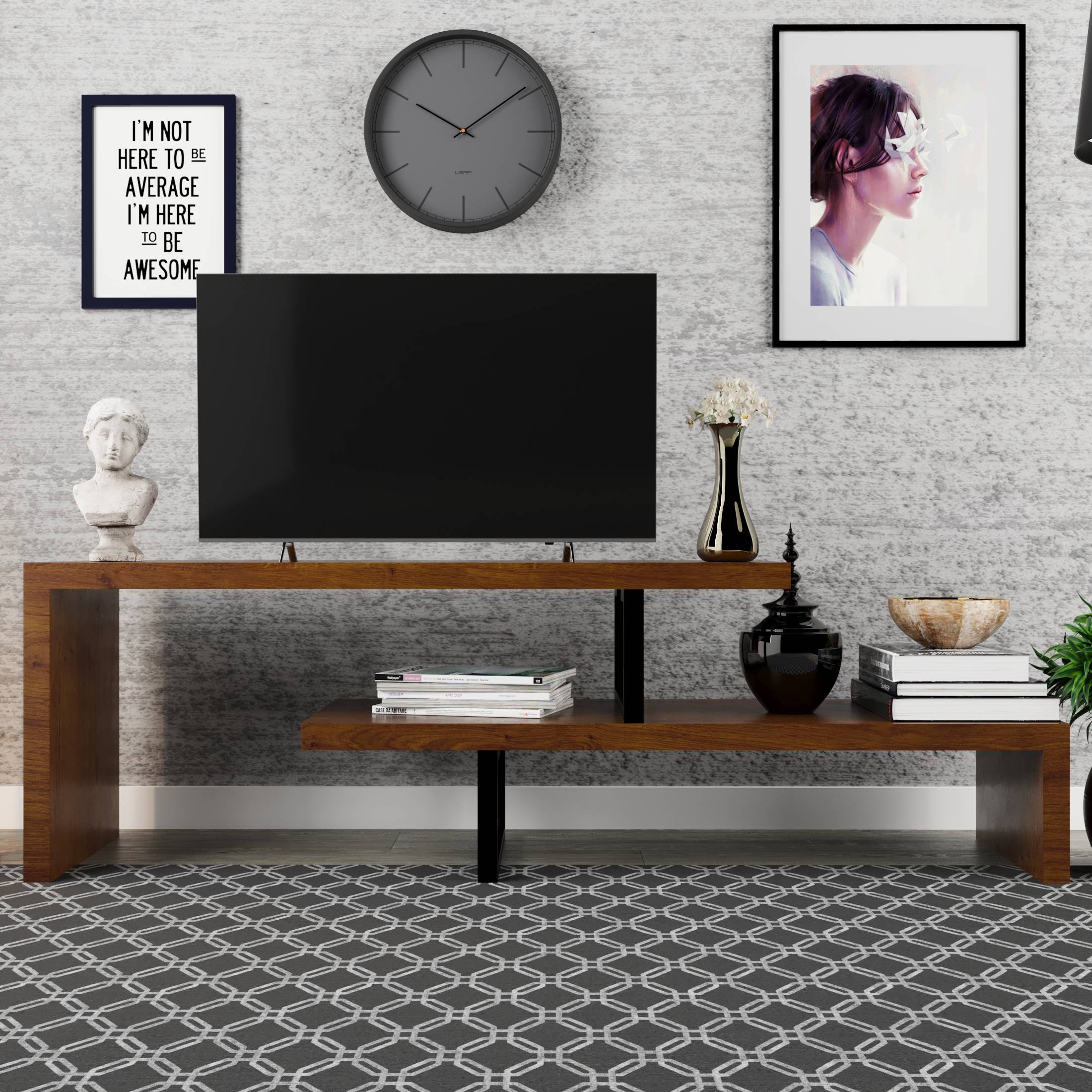 Latitude Run® Orford Modern Minimalist TV Stand – Open Concept Media ...