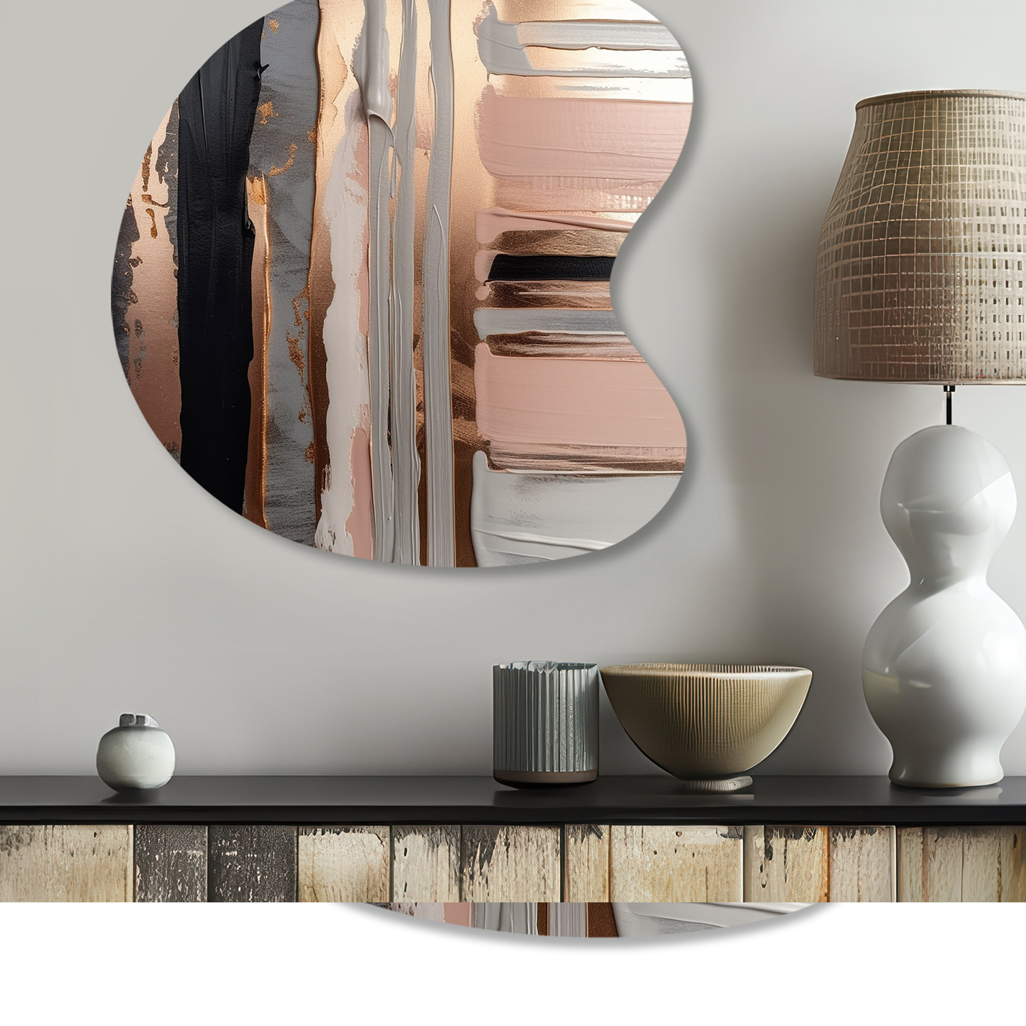 Design Art Rose Gold And Pink Forms In Contemporary I - Abstract Drop ...