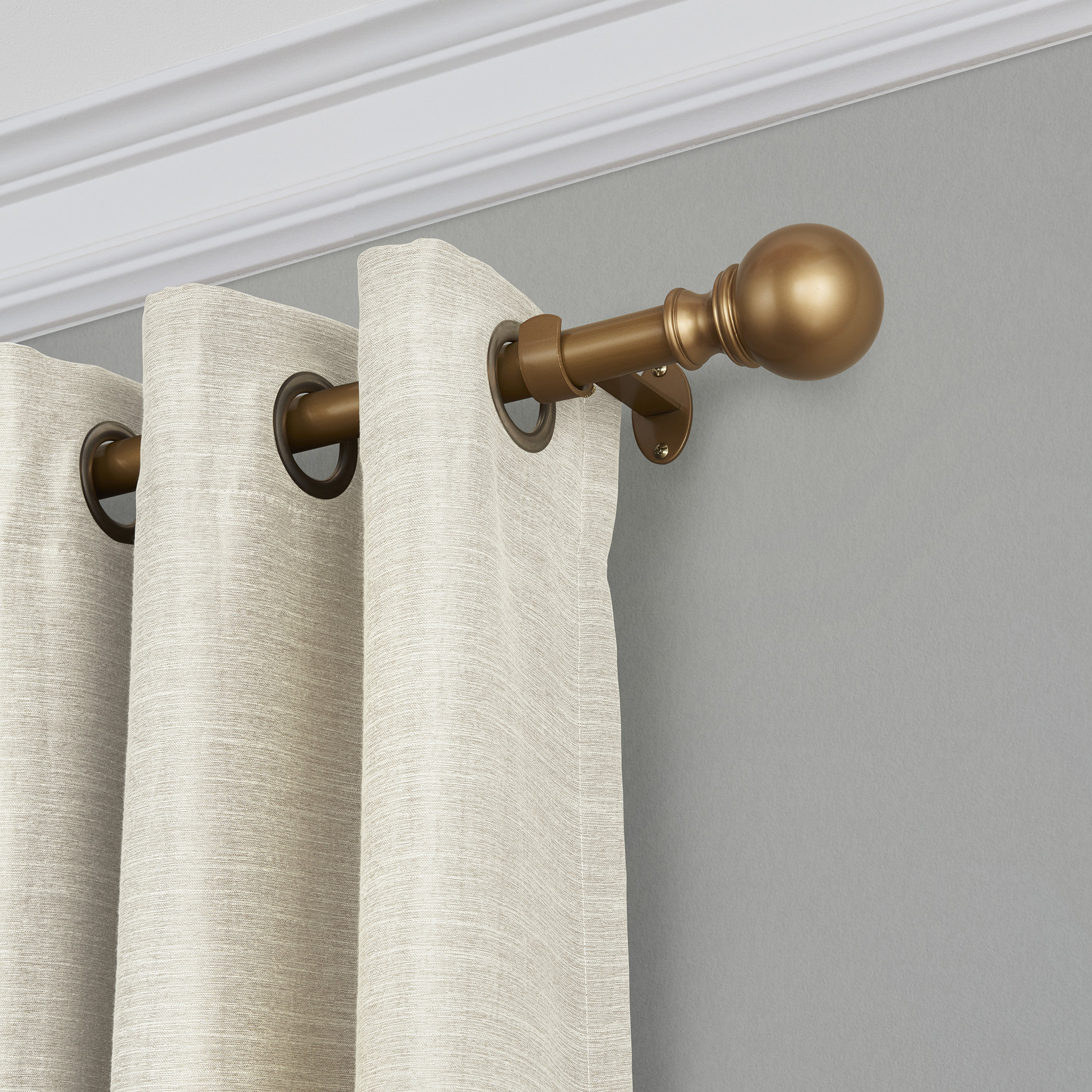 Alcott Hill® Darion Adjustable Single Curtain Rod with Globe Ball ...