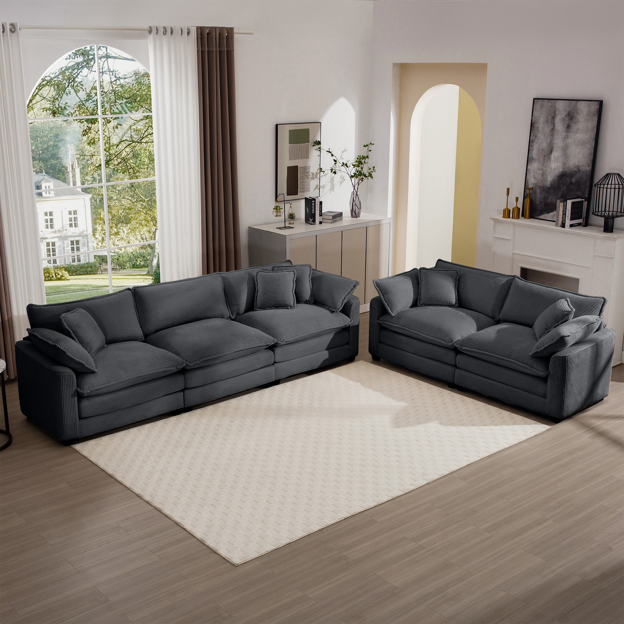 Latitude Run® Modern Sofa Fabric Living Room Set Of 2 Sofas With One 2 ...