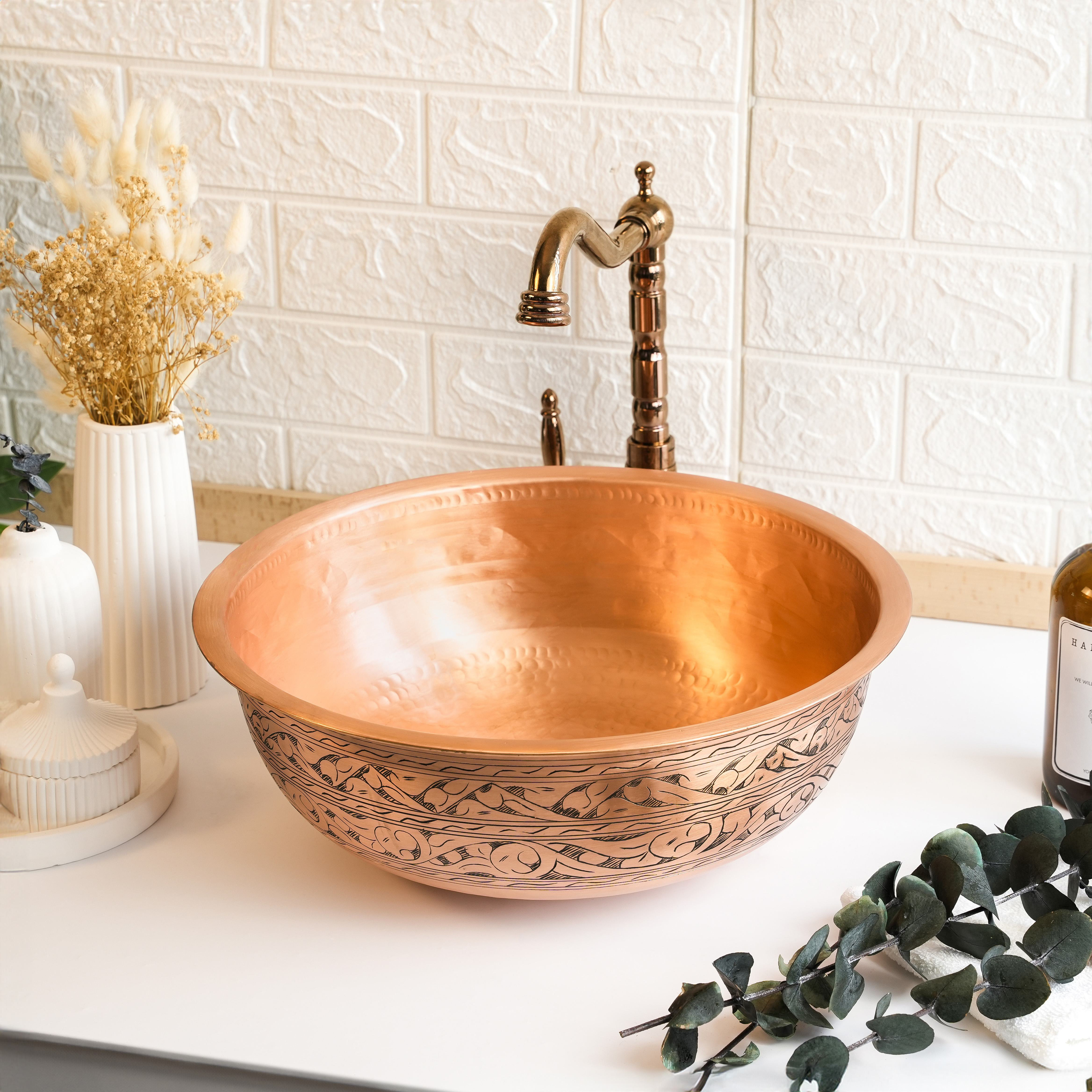 ALFIQ Handmade Hammered Copper Kitchen Sink – Pure Solid Copper by ...