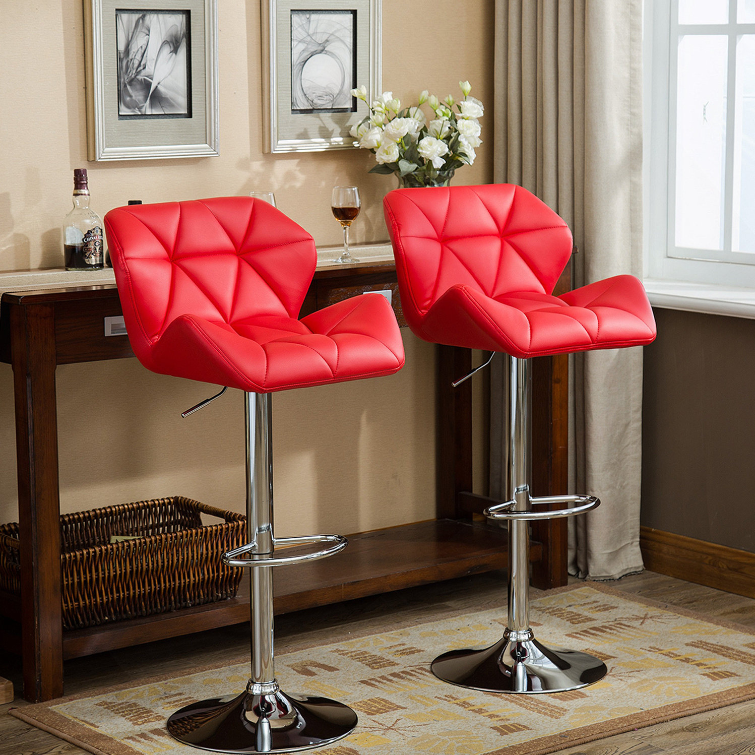 Ivy Bronx Glasgow Contemporary Tufted Adjustable Height Hidraulic Bar ...