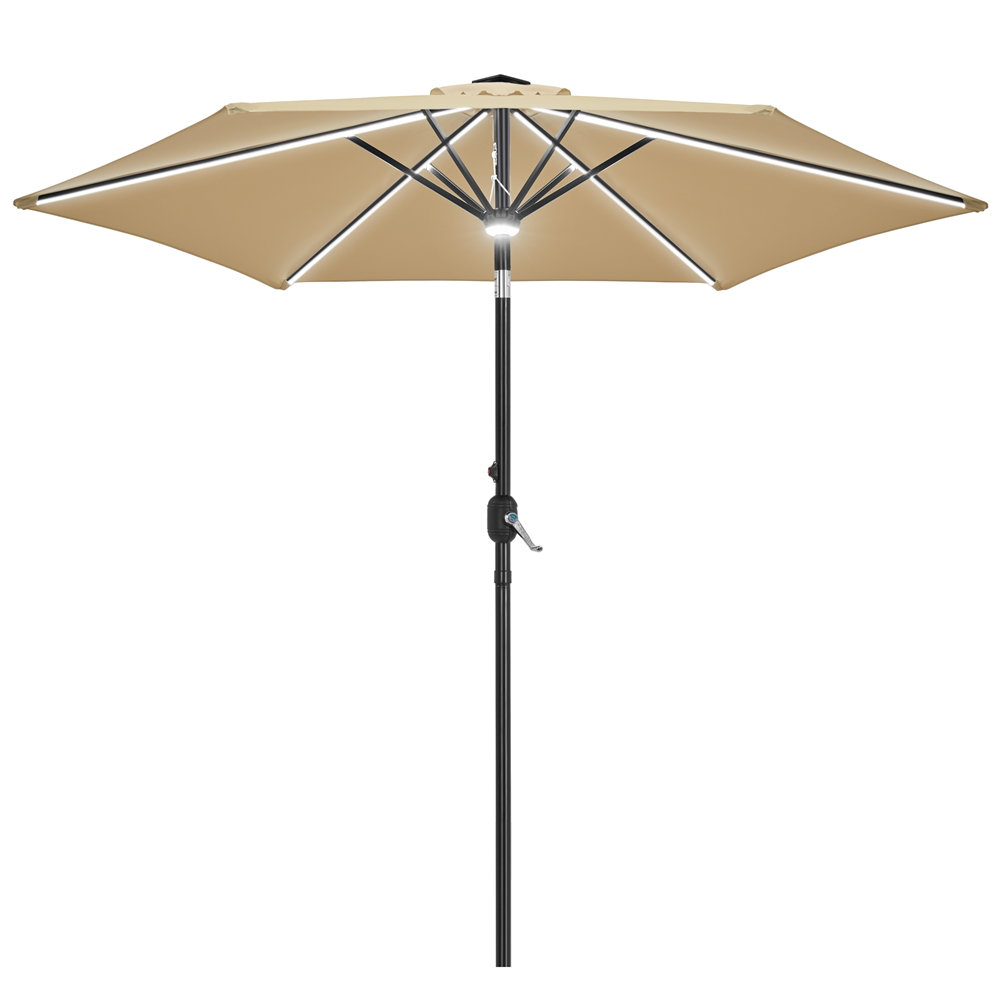 Yaheetech 108” Solar-Powered Tilt Patio Umbrella Outdoor Parasol with ...