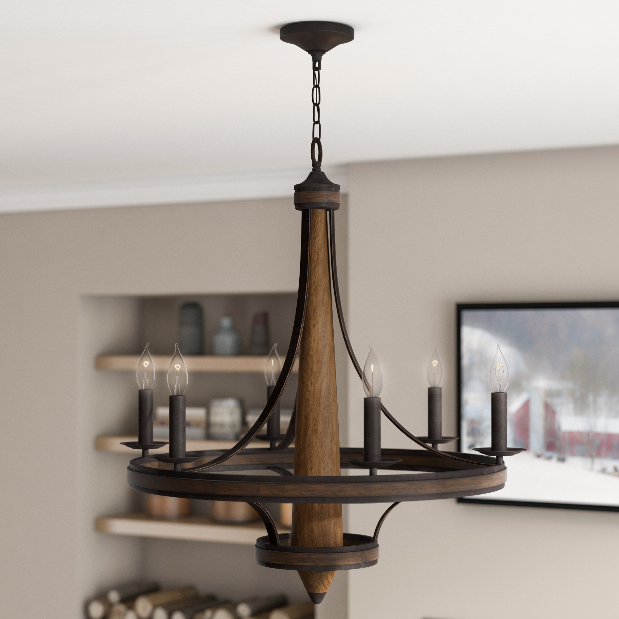 Hinkley Bastille 6 - Light Candle Style Wagon Wheel Chandelier ...