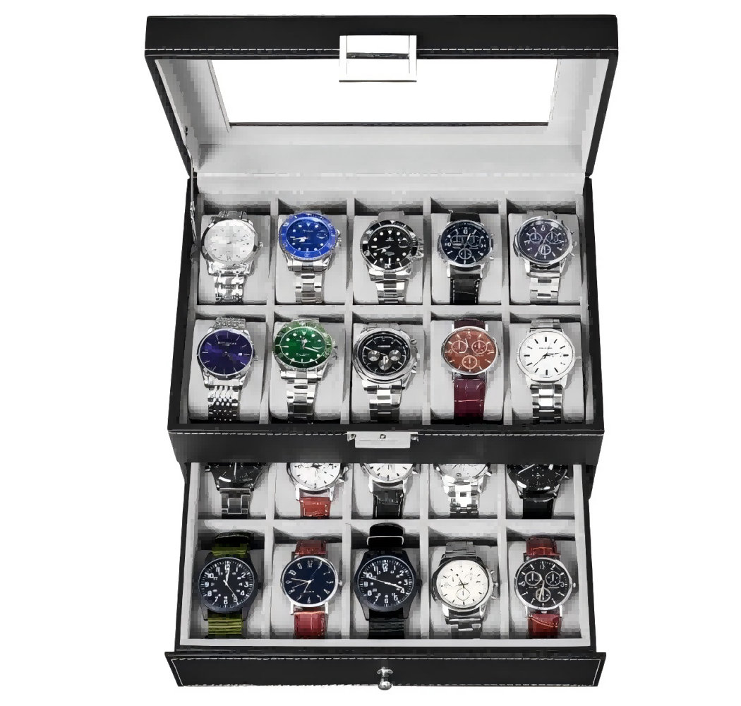 Latitude Run® Watch Box Organizer 20 Men Display Storage Case Metal ...