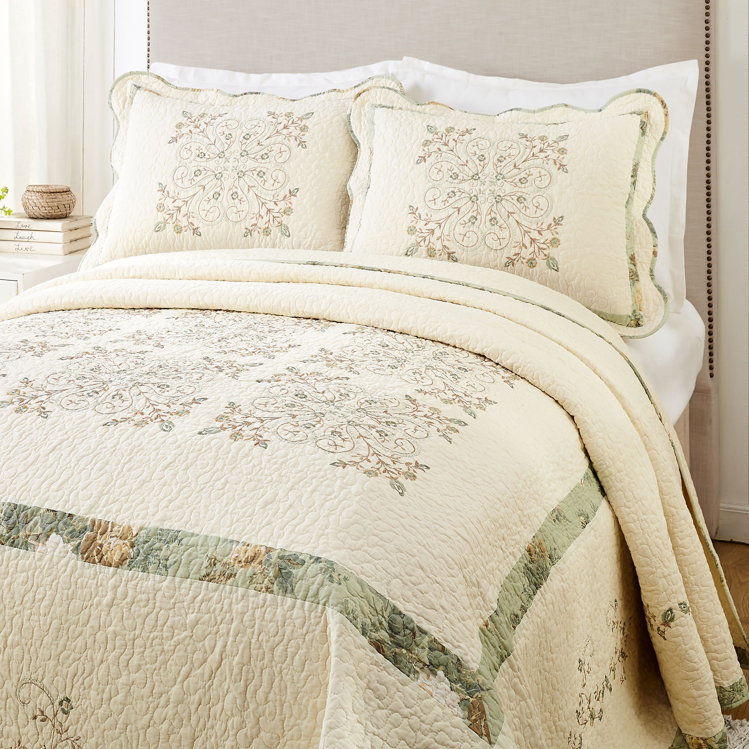 Mary Jane's Home Vintage Treasure Embroidered Single Quilted Bedspread ...