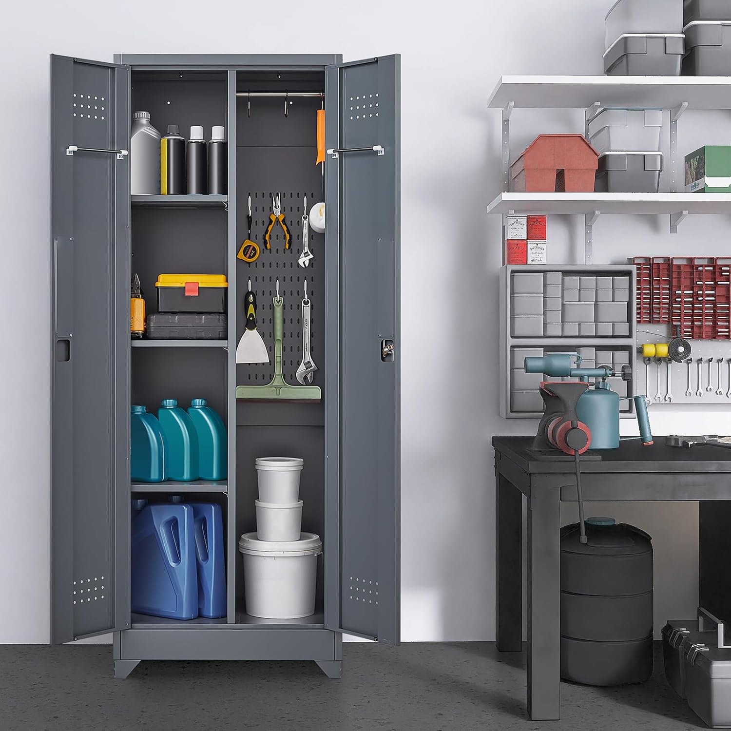 WFX Utility™ 65"h Broom Closet Storage Cabinet, Utility Closet For ...