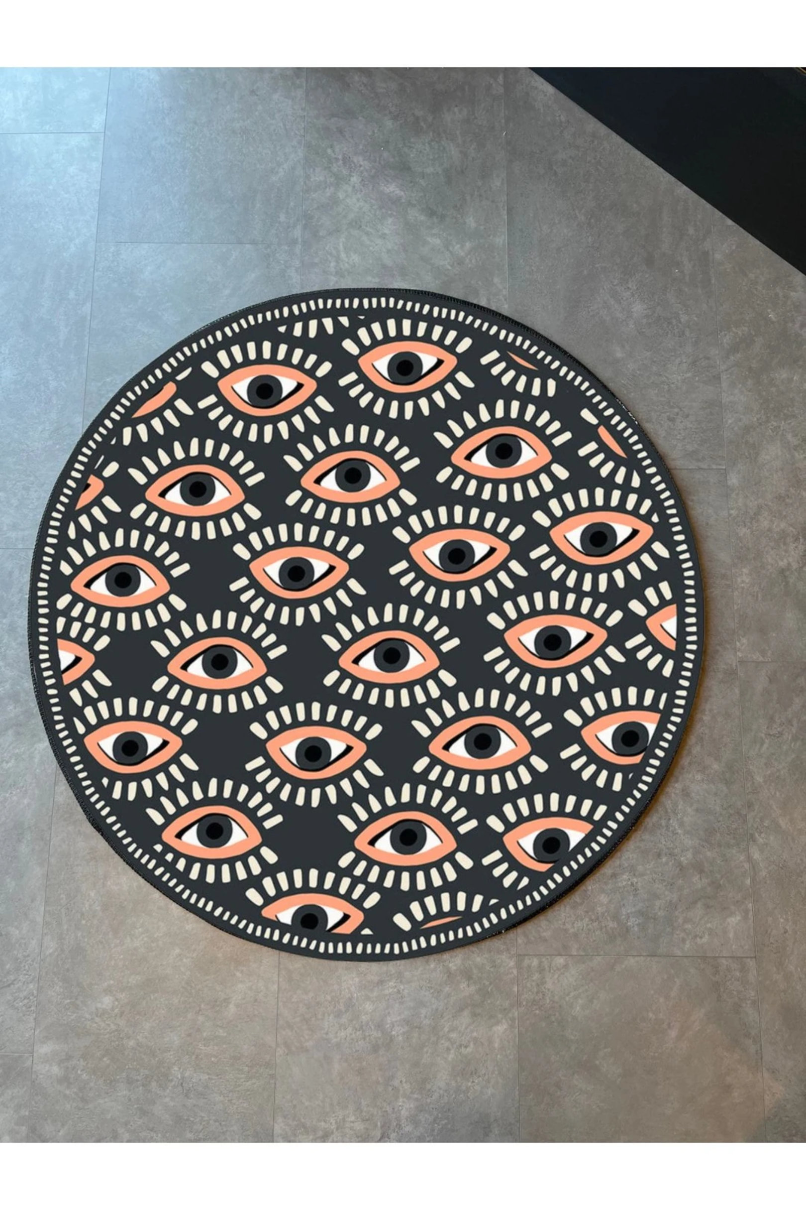 East Urban Home Round Gray Color Eye Figured Woven Floor Carpet | Wayfair