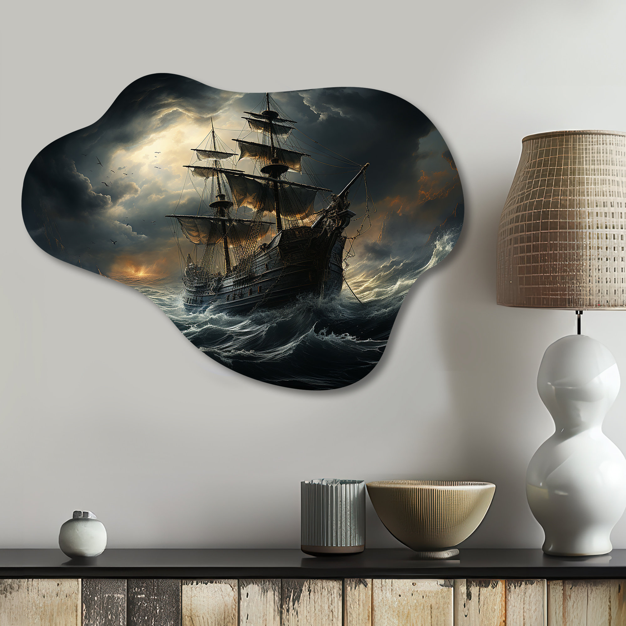 Breakwater Bay Pirate Ship At Stormy Seas - Pirate Cloud Shape ...