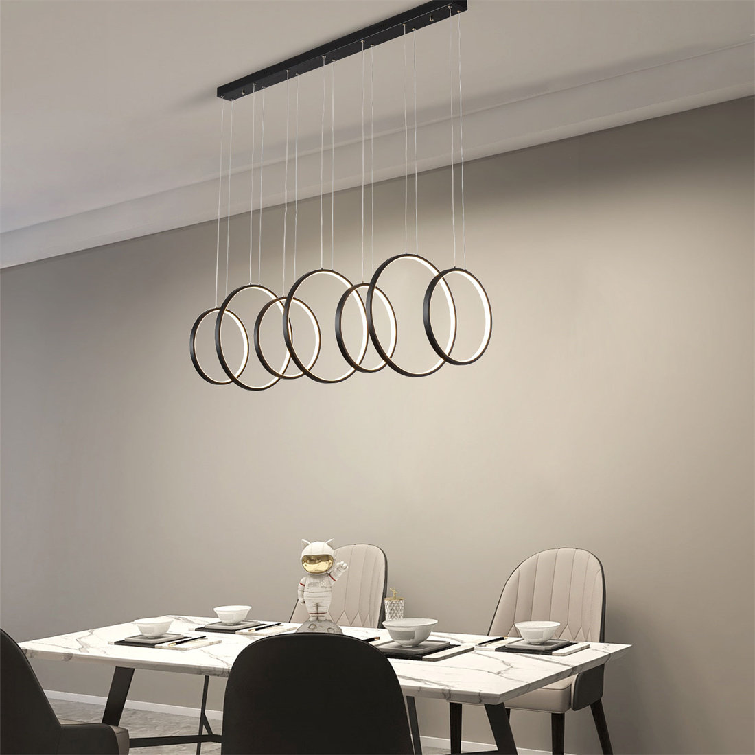 Orren Ellis 7 - Light Dimmable LED Geometric Chandelier Height ...