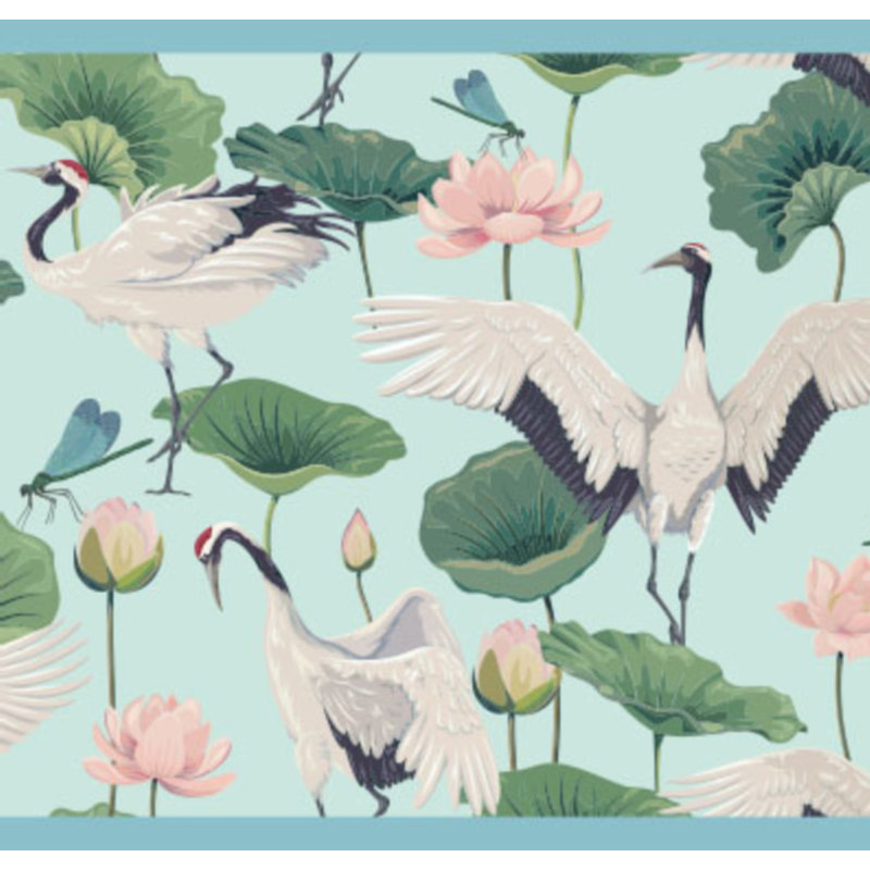 Bayou Breeze Cranes and Grasshoppers Peel Stick Wallpaper Border 10in ...