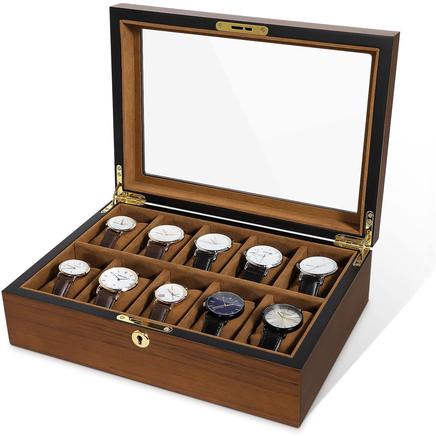 Red Barrel Studio 10 Slots Wooden Watch Case with Removable Watch ...