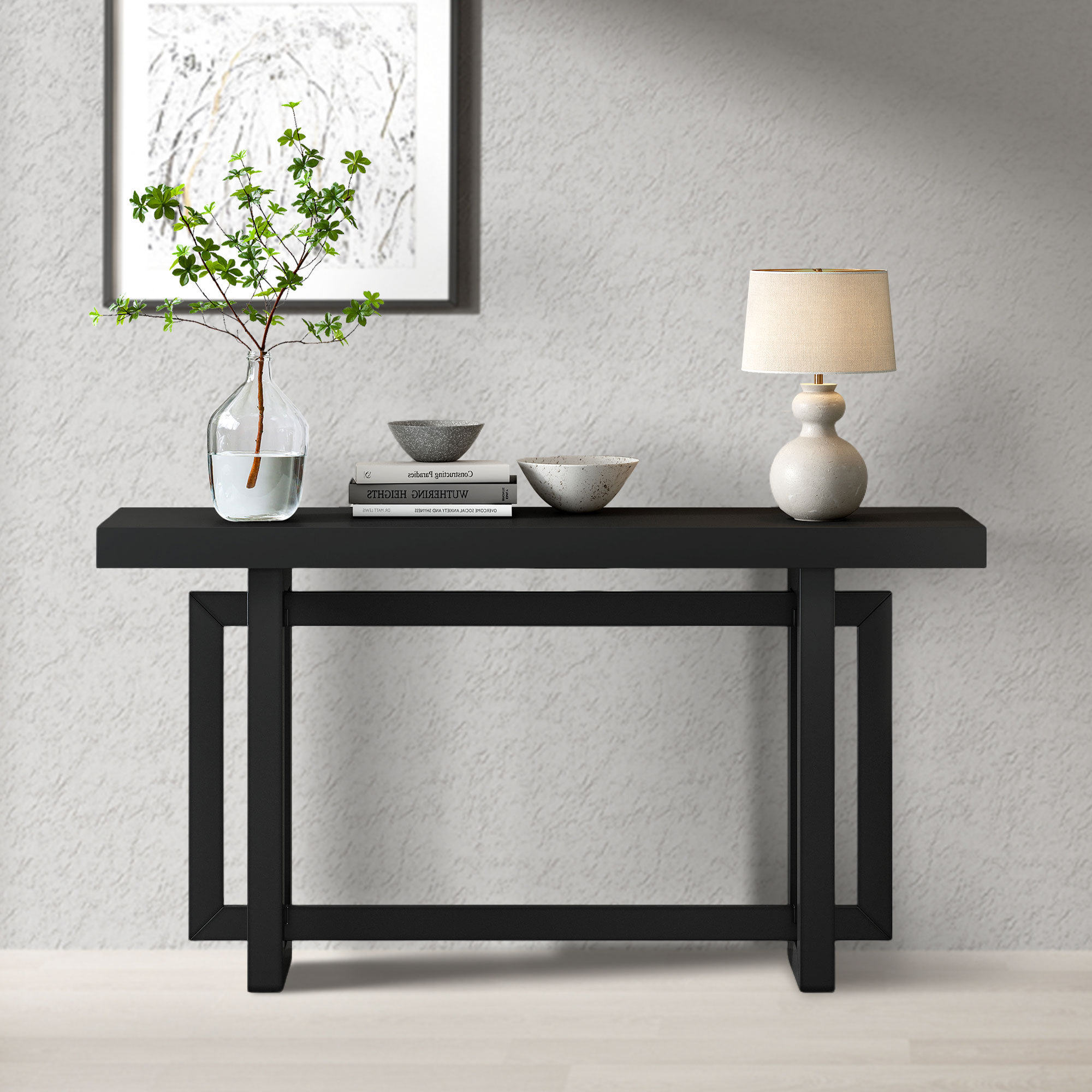 Latitude Run® 59" Extra Long Console Table With Wood Legs, Contemporary ...