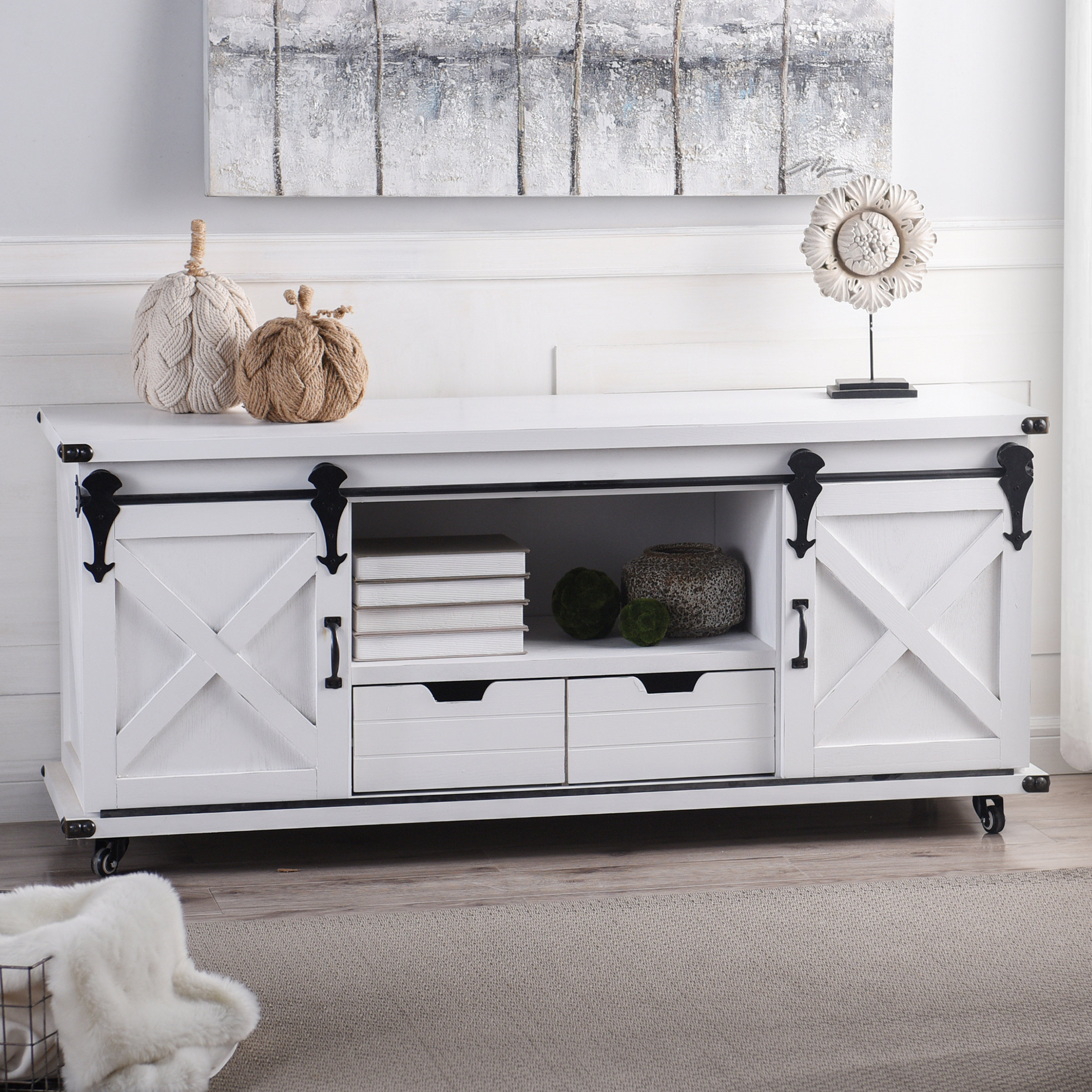 Laurel Foundry Modern Farmhouse® Howden Solid Wood TV Stand for TVs up ...