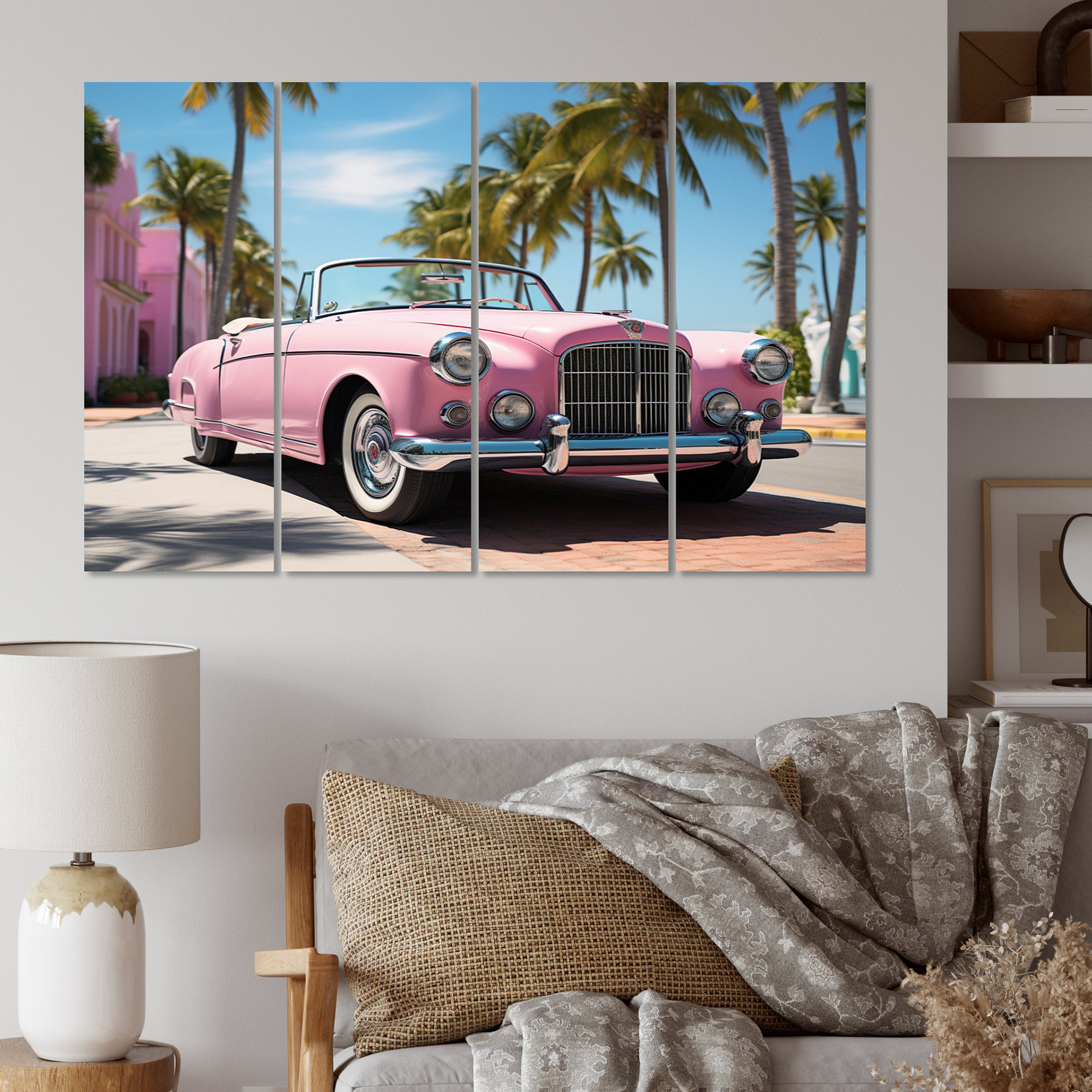 Williston Forge Miami Pink Bentley I - Transportation Wall Art Living ...