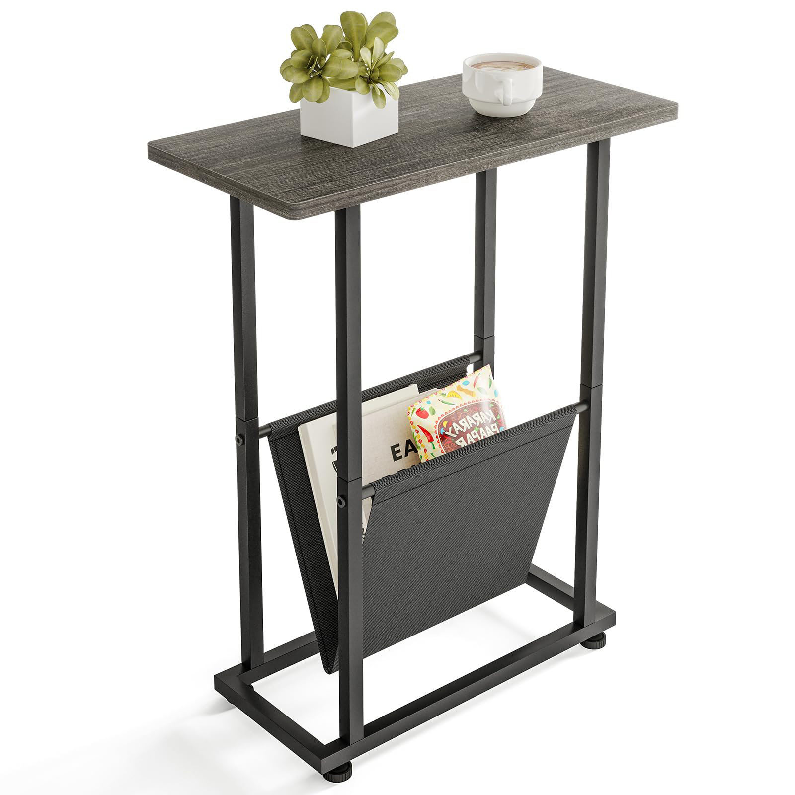 17 Stories Bedside Table With Storage Shelf, Narrow Side Table, Slim ...