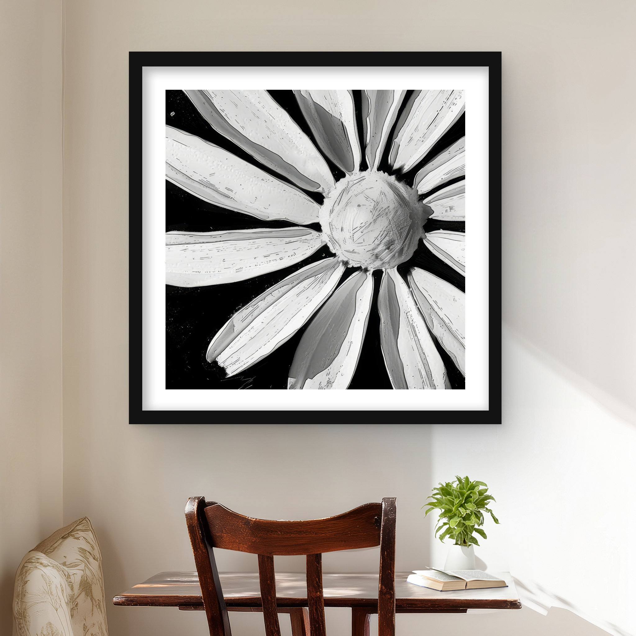 Lark Manor™ Desaturated Flower - Gray Framed Matted Print for Home ...