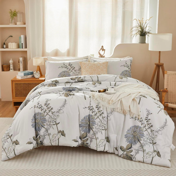 Bisiot Botanical Flower Comforter Set - 3 Pieces | Wayfair