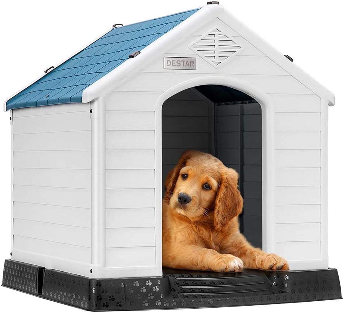 VIVOHOME Blue/White/Black Plastic Insulated Dog House & Reviews ...