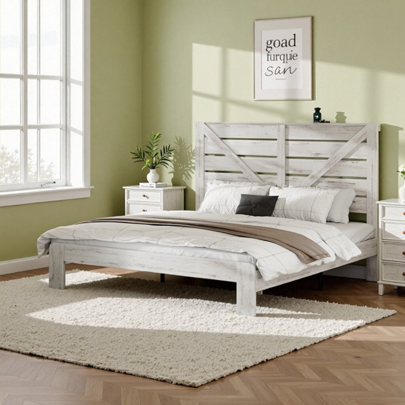 Latitude Run® Sturdy King Bed Frame with Headboard: Noise-Free, Easy ...